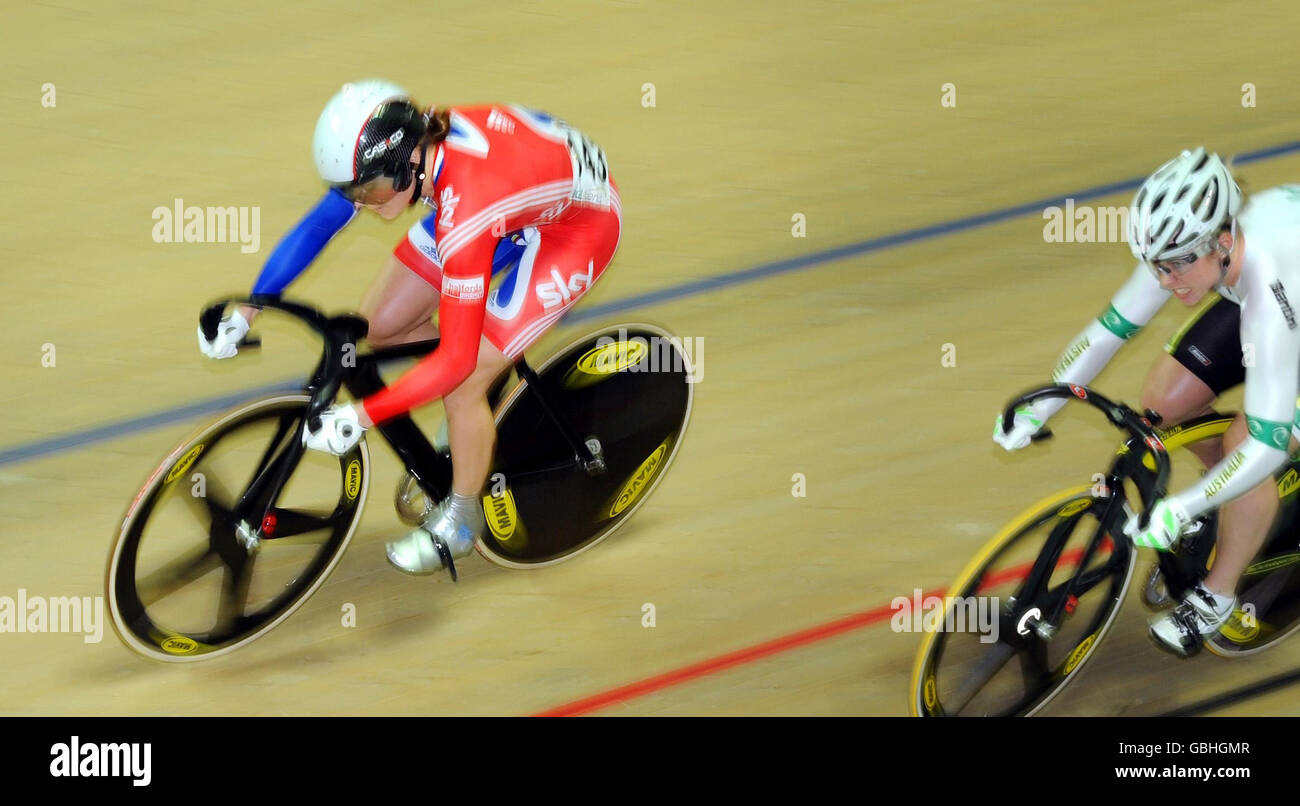 Britain's Victoria Pendleton (left) beats Australia's Kaarle McCulloch ...