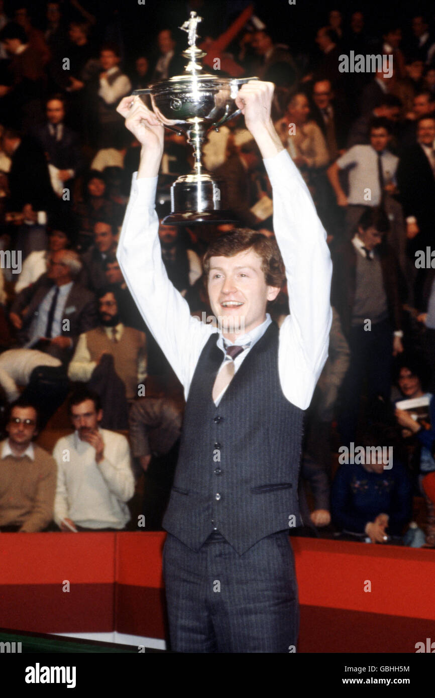 Snooker - Embassy World Championship. Steve Davis lifts the trophy ...