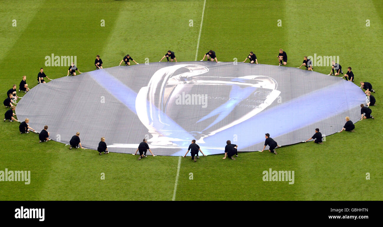 Ballboys With The Uefa Champions League Circle High Resolution Stock ...