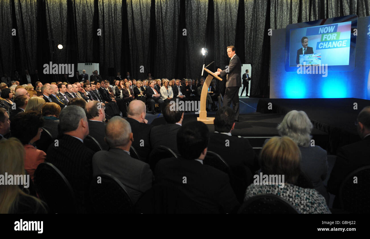 Conservative Party leader David Cameron speaking at the Welsh ...