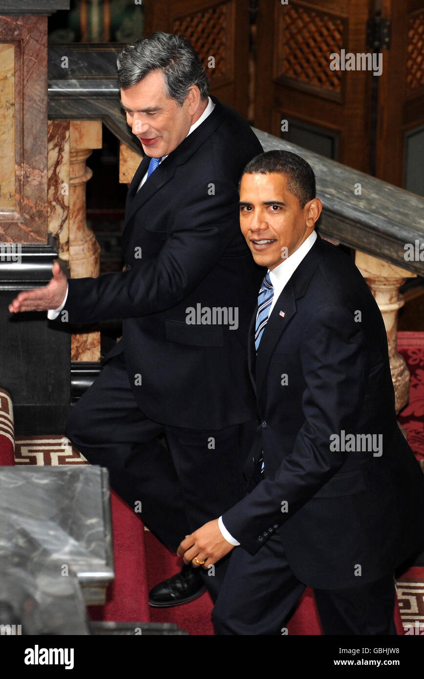 Britain's Prime Minister Gordon Brown and US President Barack Obama ...