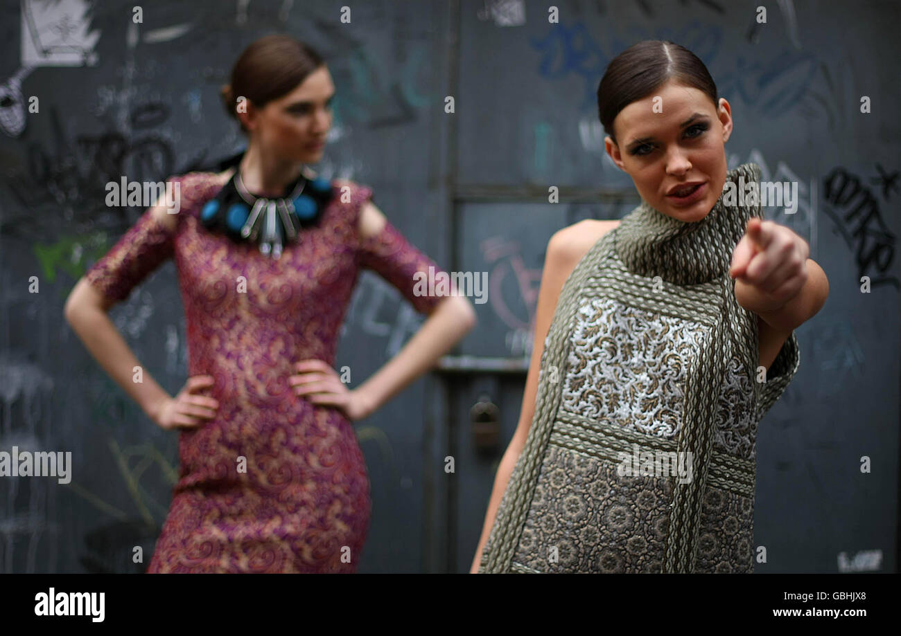 Models Veronica (right) and Denise model designs by international ...