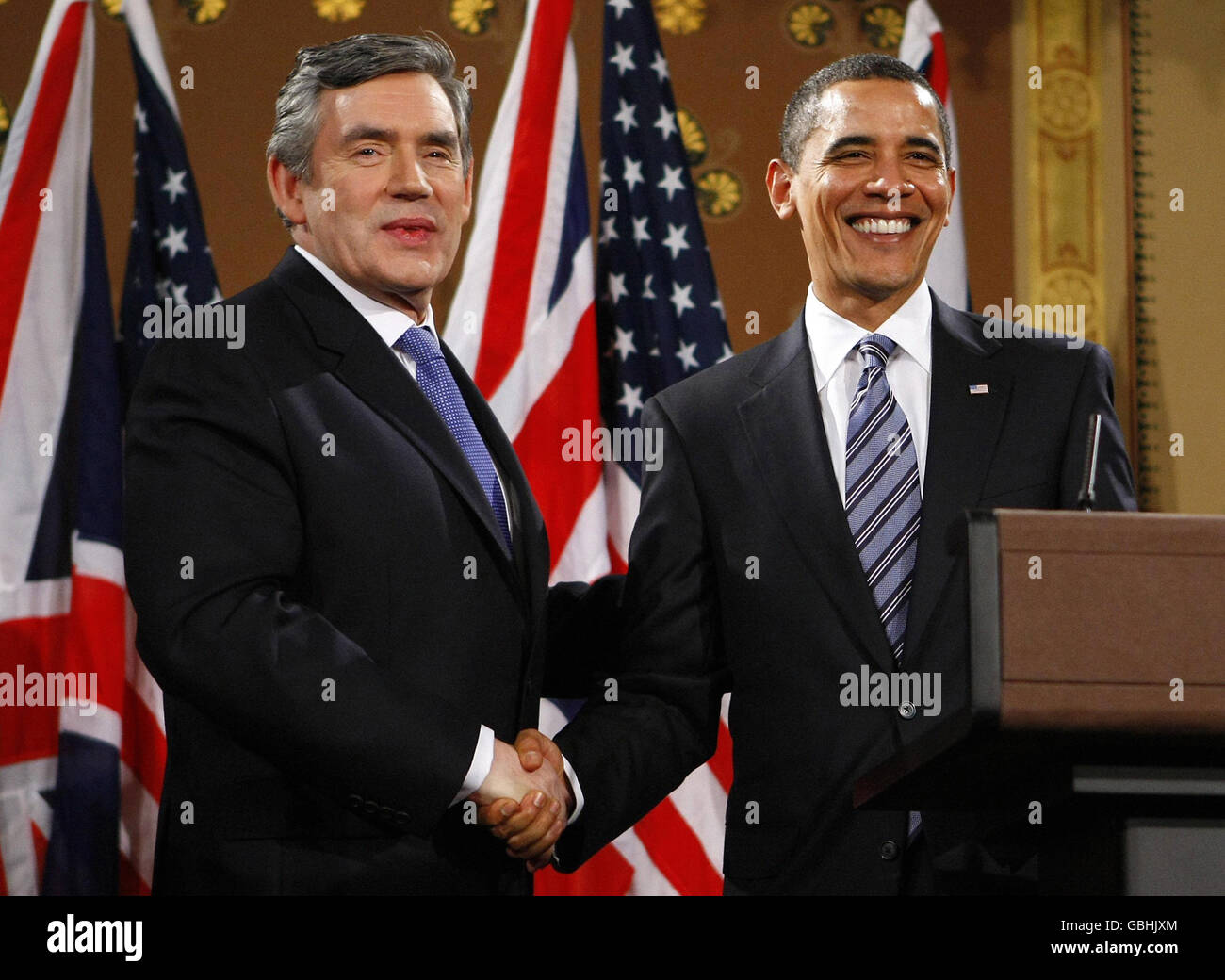 Britain's Prime Minister Gordon Brown and US President Barack Obama ...