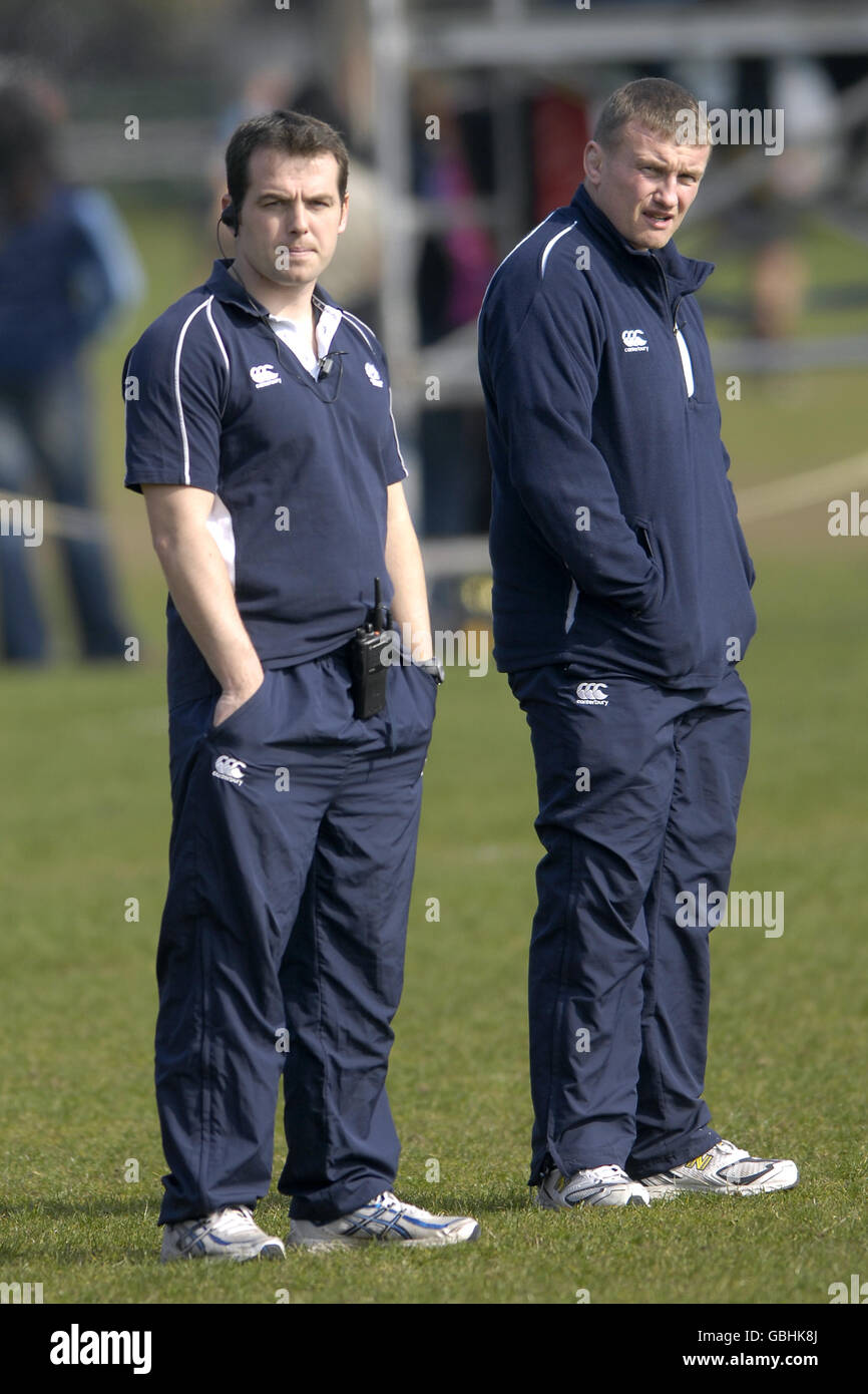 Scotland's Coach Jamie Dempsey (left) and Assistant Coach Millan Browne ...