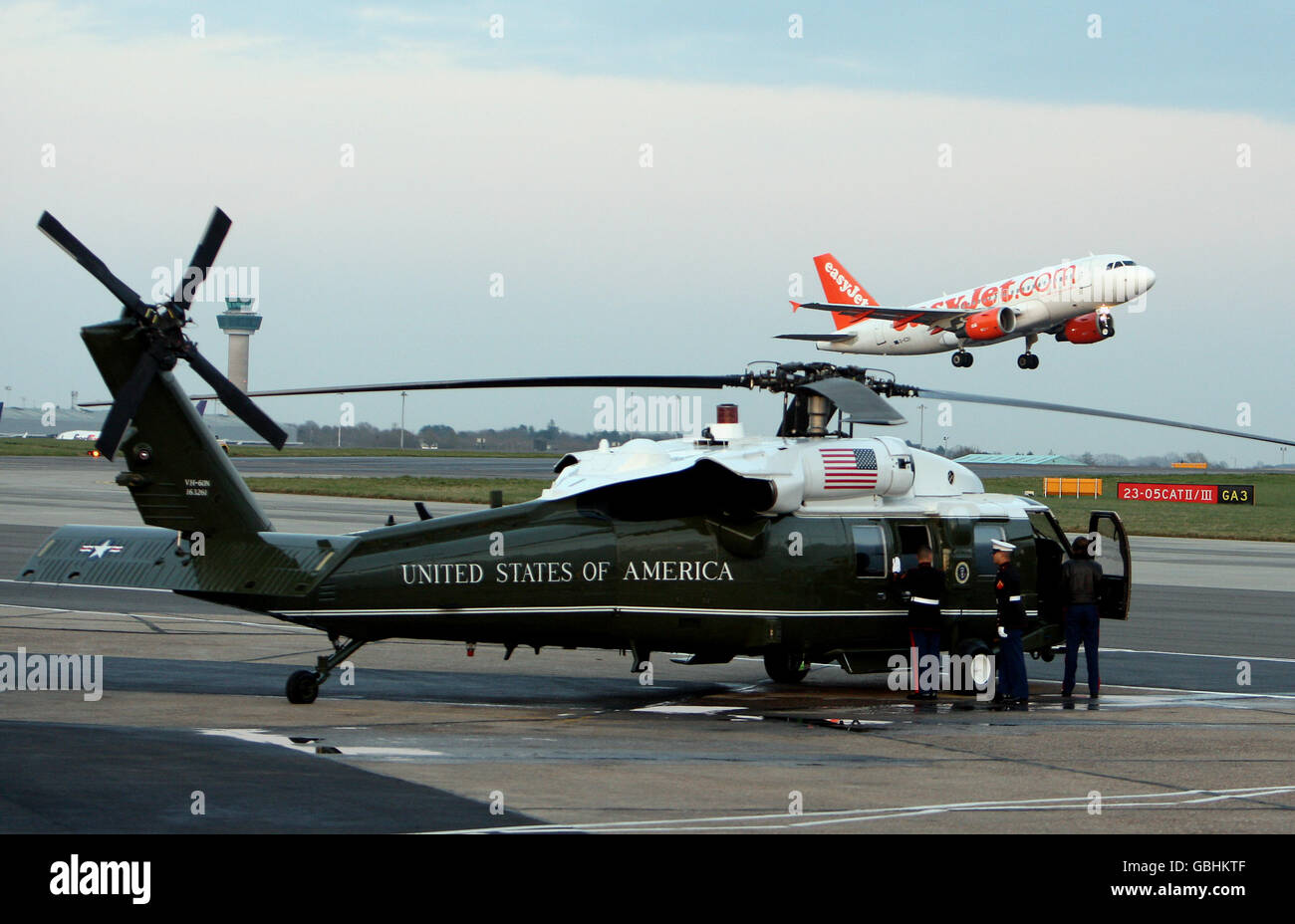 Chopper helicopter runway united states of america hi-res stock ...