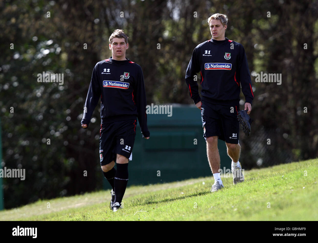Wales' David Edwards (right) and Sam Vokes during a training session at ...