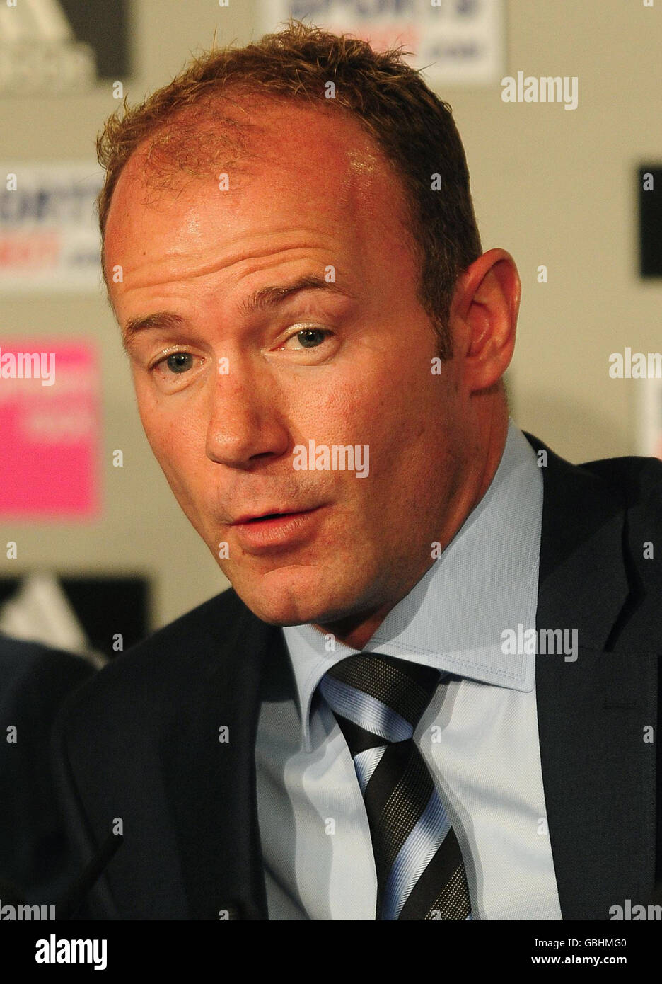 Alan shearer during a press conference at st james park hi-res stock ...