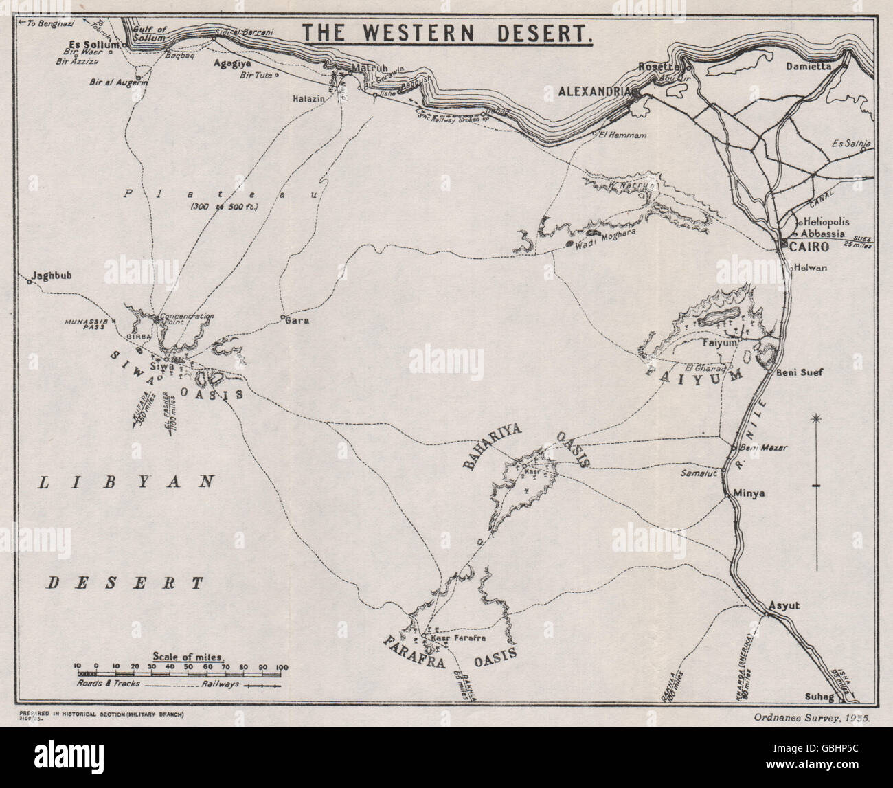 FIRST WORLD WAR: The Western Desert. Egypt, 1935 vintage map Stock ...