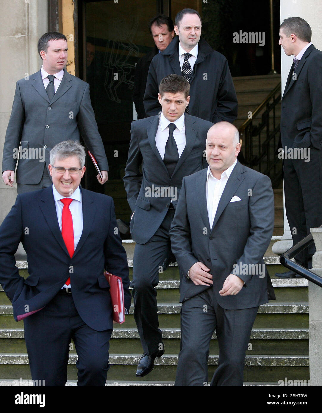 Footballer Steven Gerrard (centre right) leaves North Sefton ...