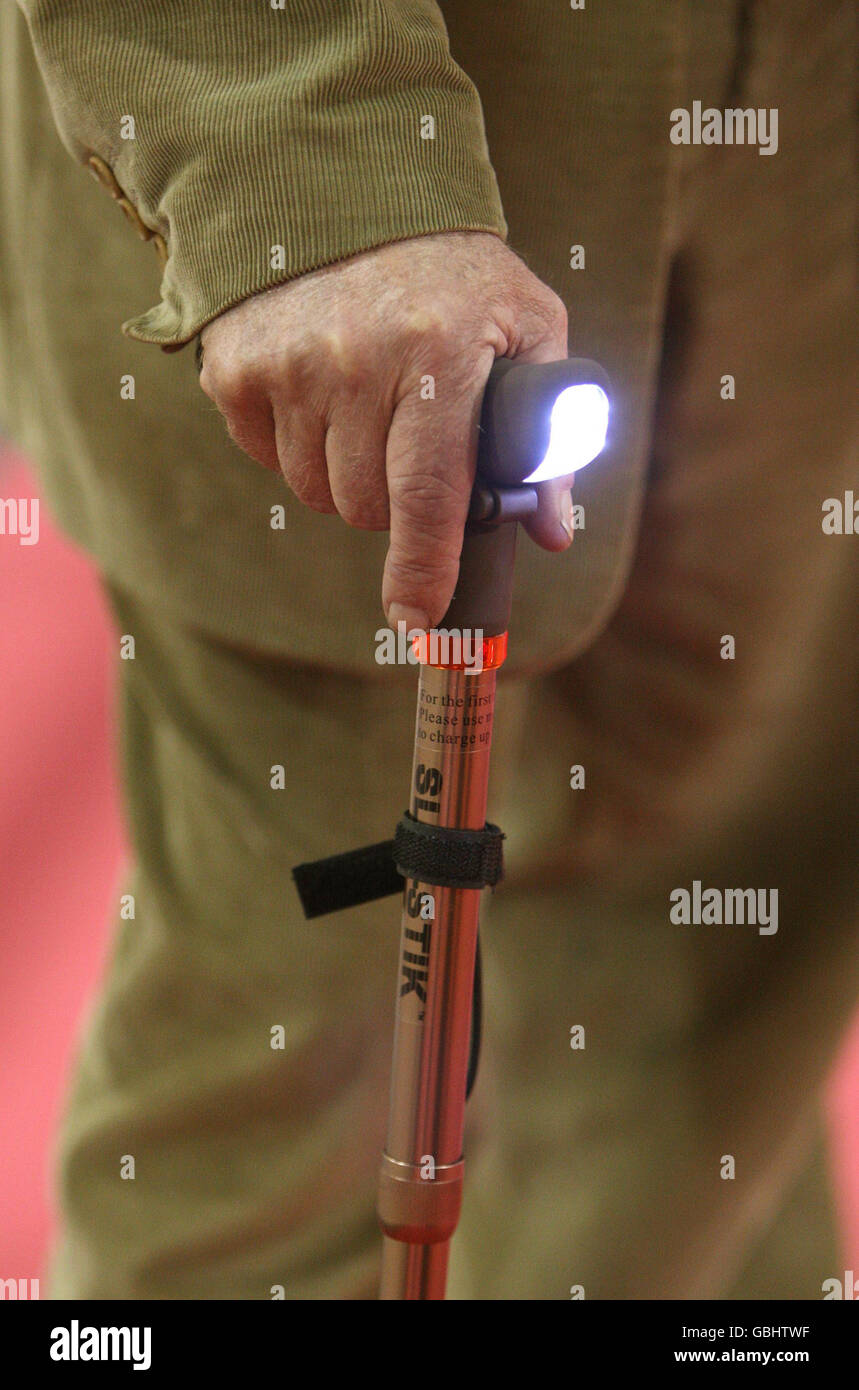 Inventor Trevor Baylis demonstrates his new invention, the "Slik-Stik ...