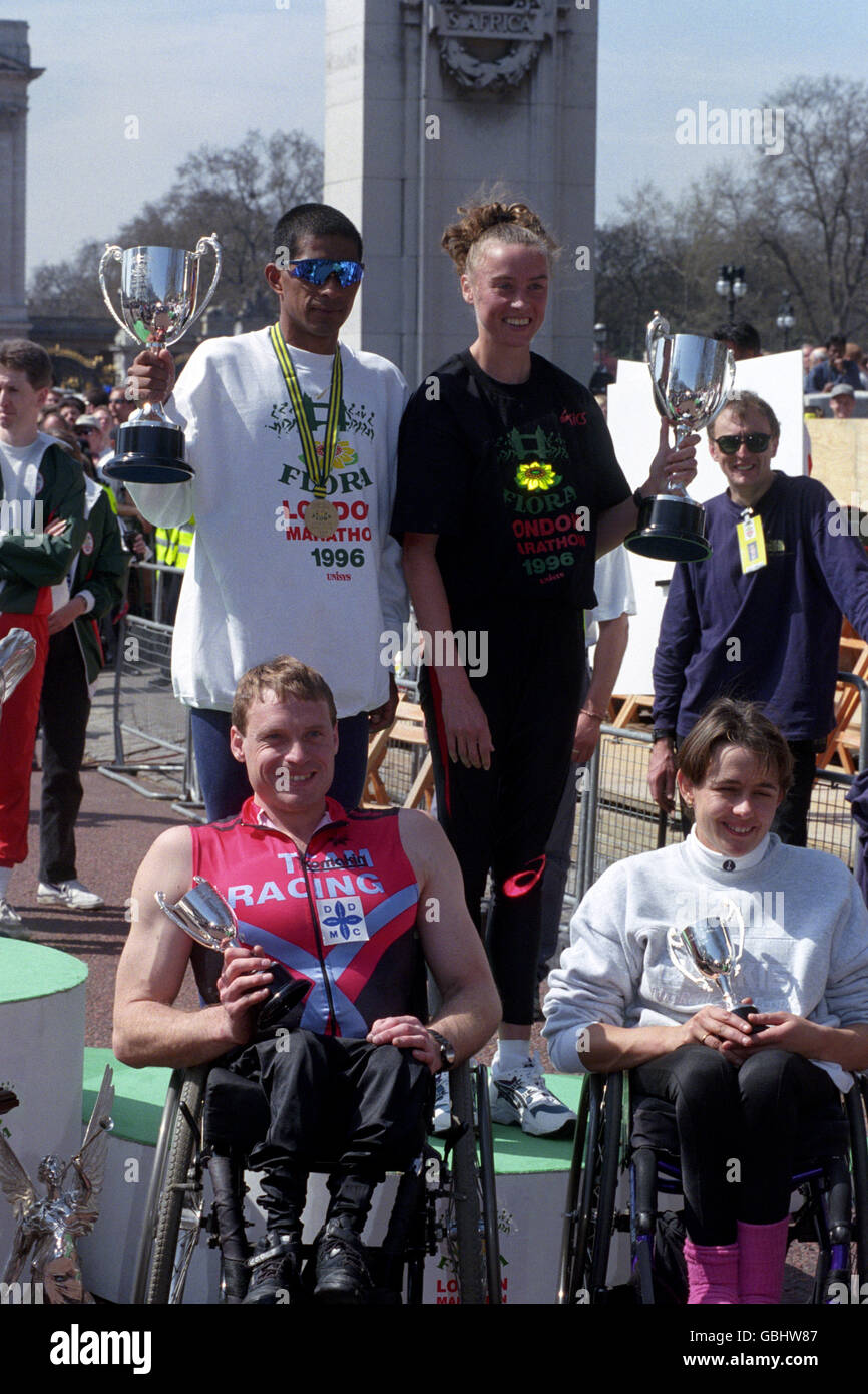 London Marathon winners (clockwise from top left) Mexico's Dionicio ...