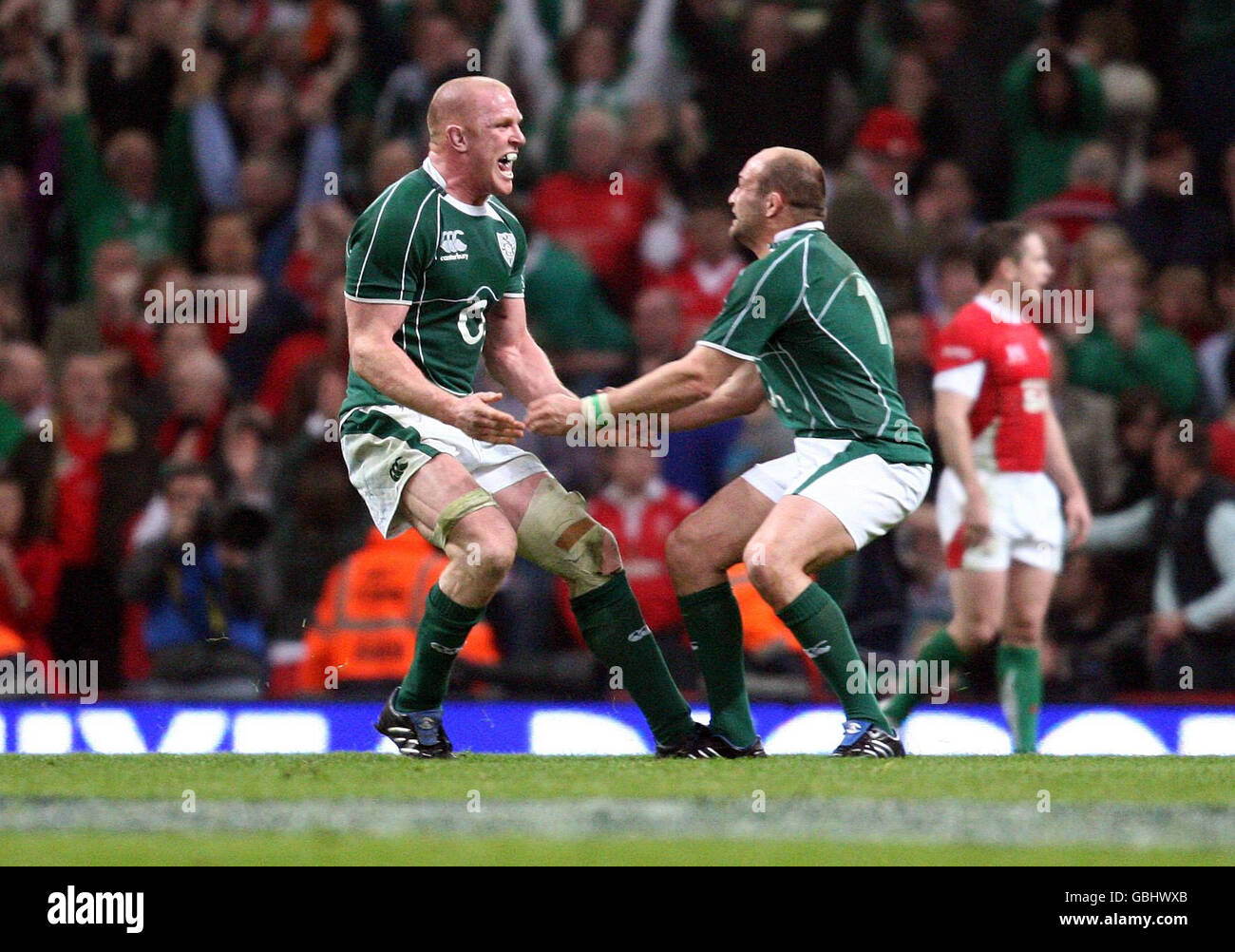 Ireland's Paul O'Connell and Rory Best celebrate their victory over ...