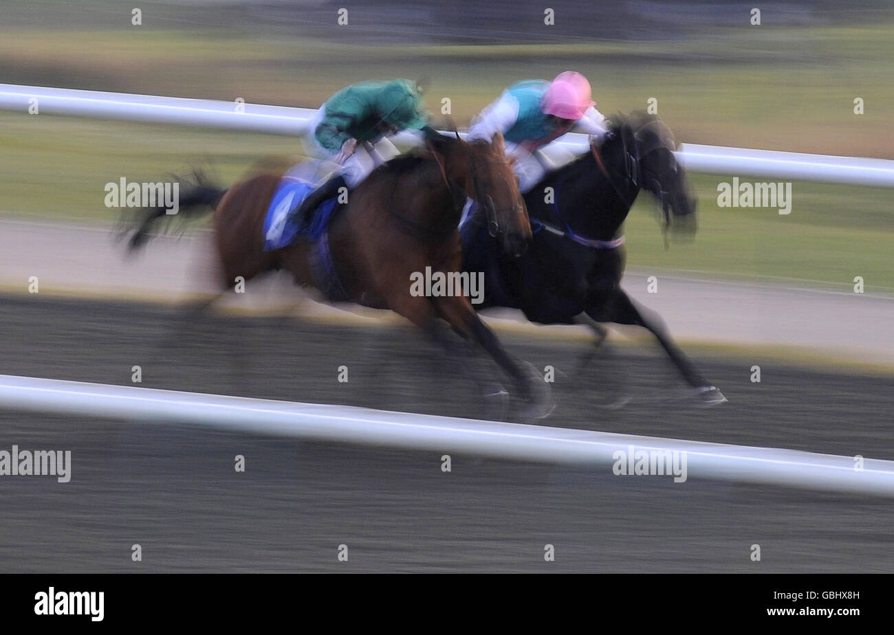 A general view of action from The Colemans Hatch Maiden Stakes during ...