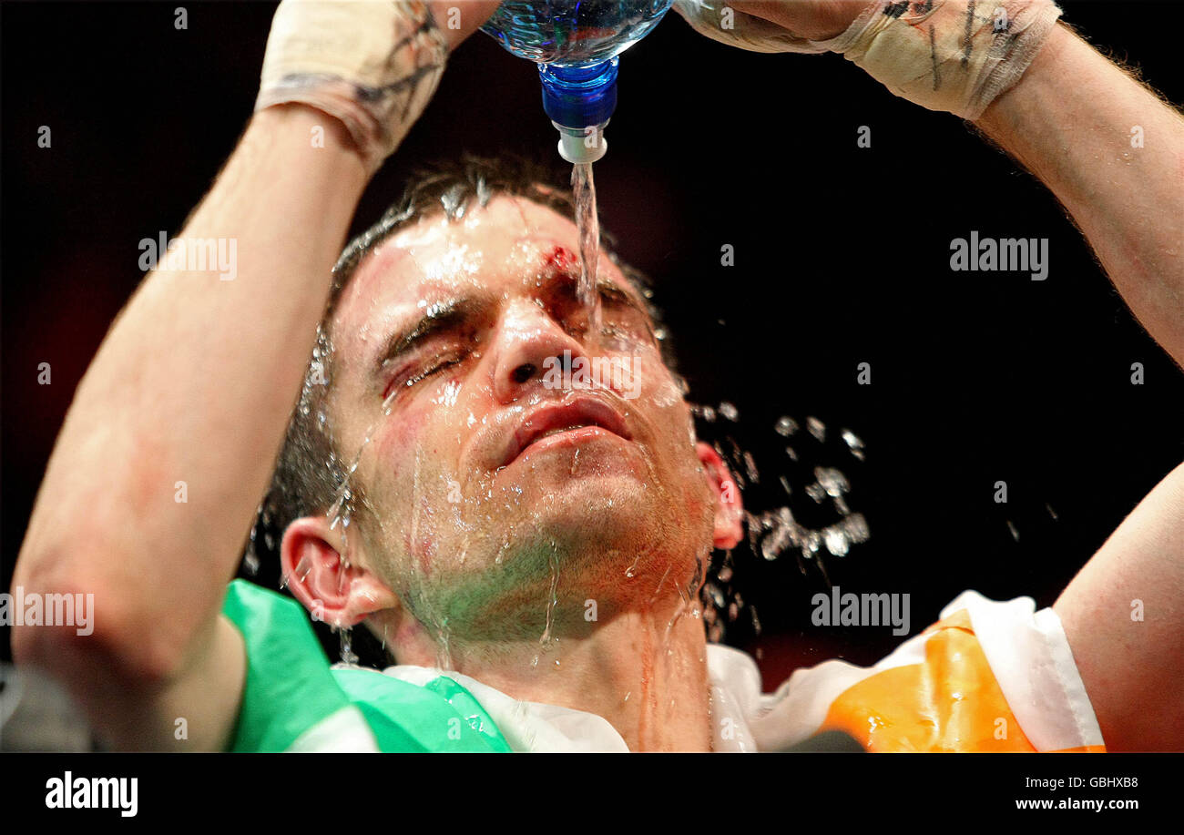 Bernard Dunne cools down following his victory during the WBA Super ...