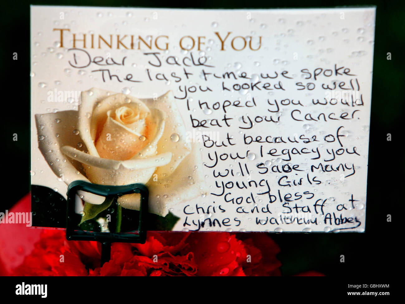 Jade Goody dies Stock Photo - Alamy