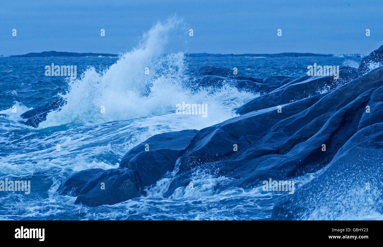 Rocky cliffs of the Kokar Island, in the Aland Islands, Finland Stock ...