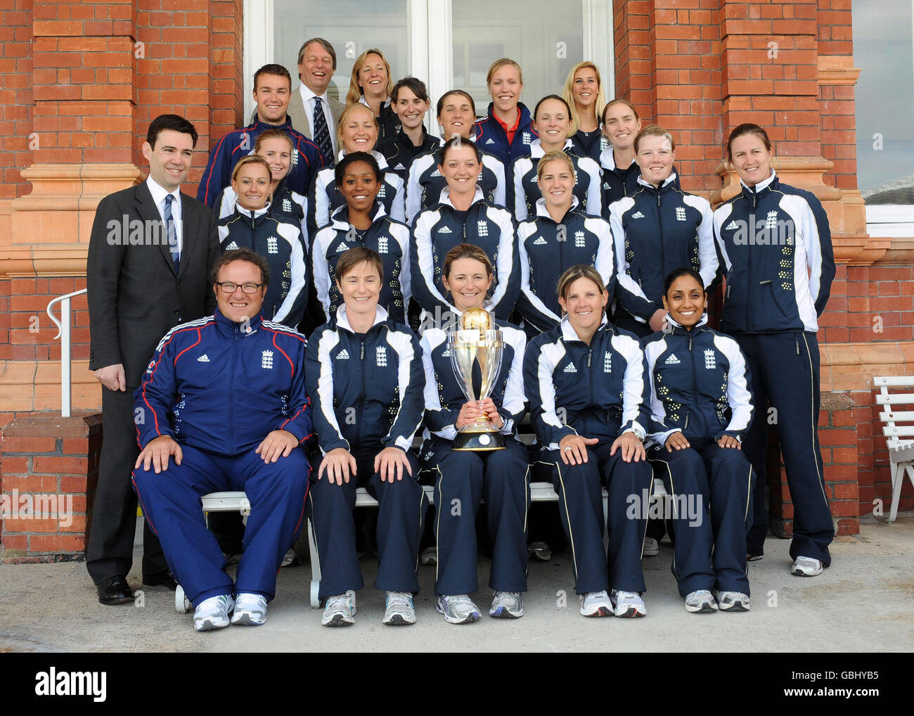England Womens' cricket captain Charlotte Edwards holds the trophy as ...