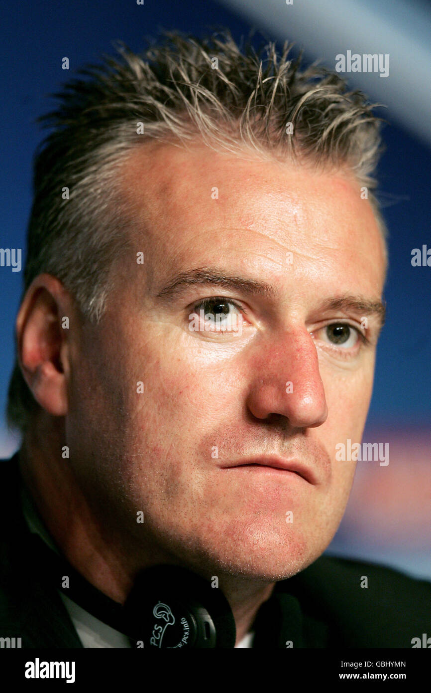 Monaco coach didier deschamps attends the post match press conference ...
