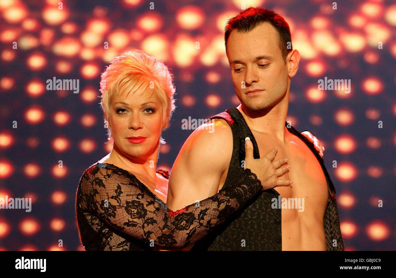 Denise Welch performs with the male cast of Chicago for ITV Show 'The ...