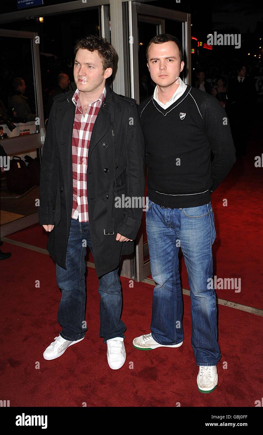 Matt Littler and Darren Jeffries (right) arriving for the UK Premiere ...