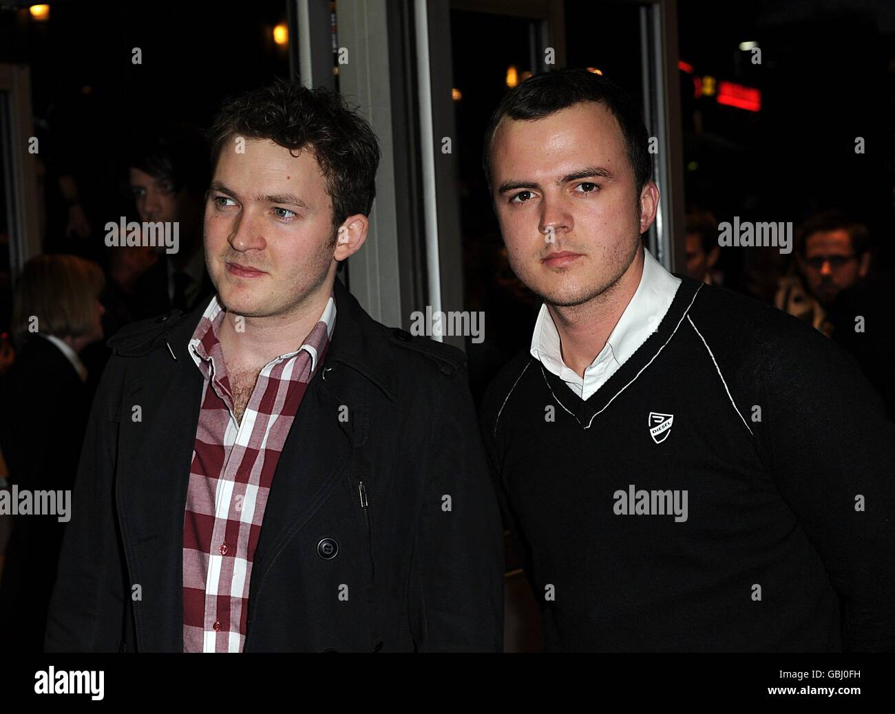 Matt Littler and Darren Jeffries (right) arriving for the UK Premiere ...
