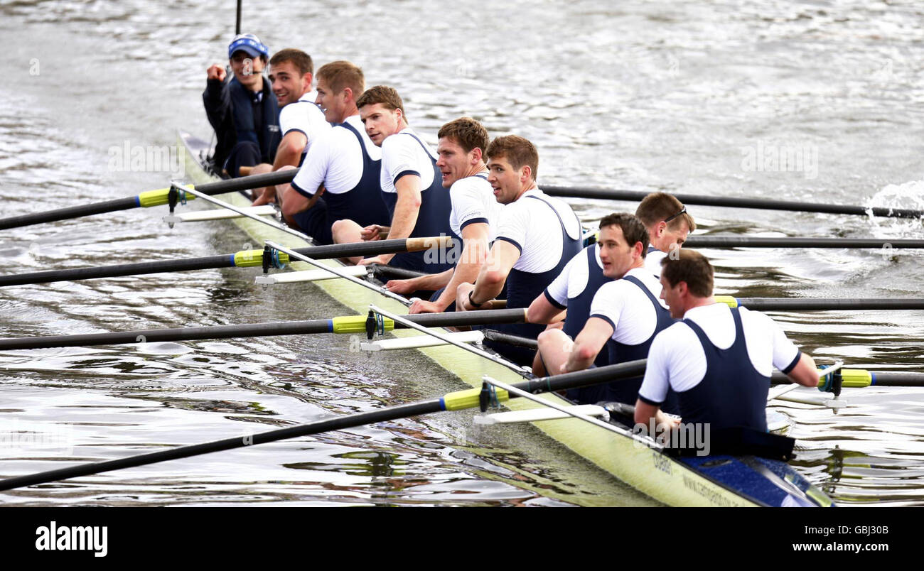 The oxford crew celebrate victory in boat race on river hi-res stock ...