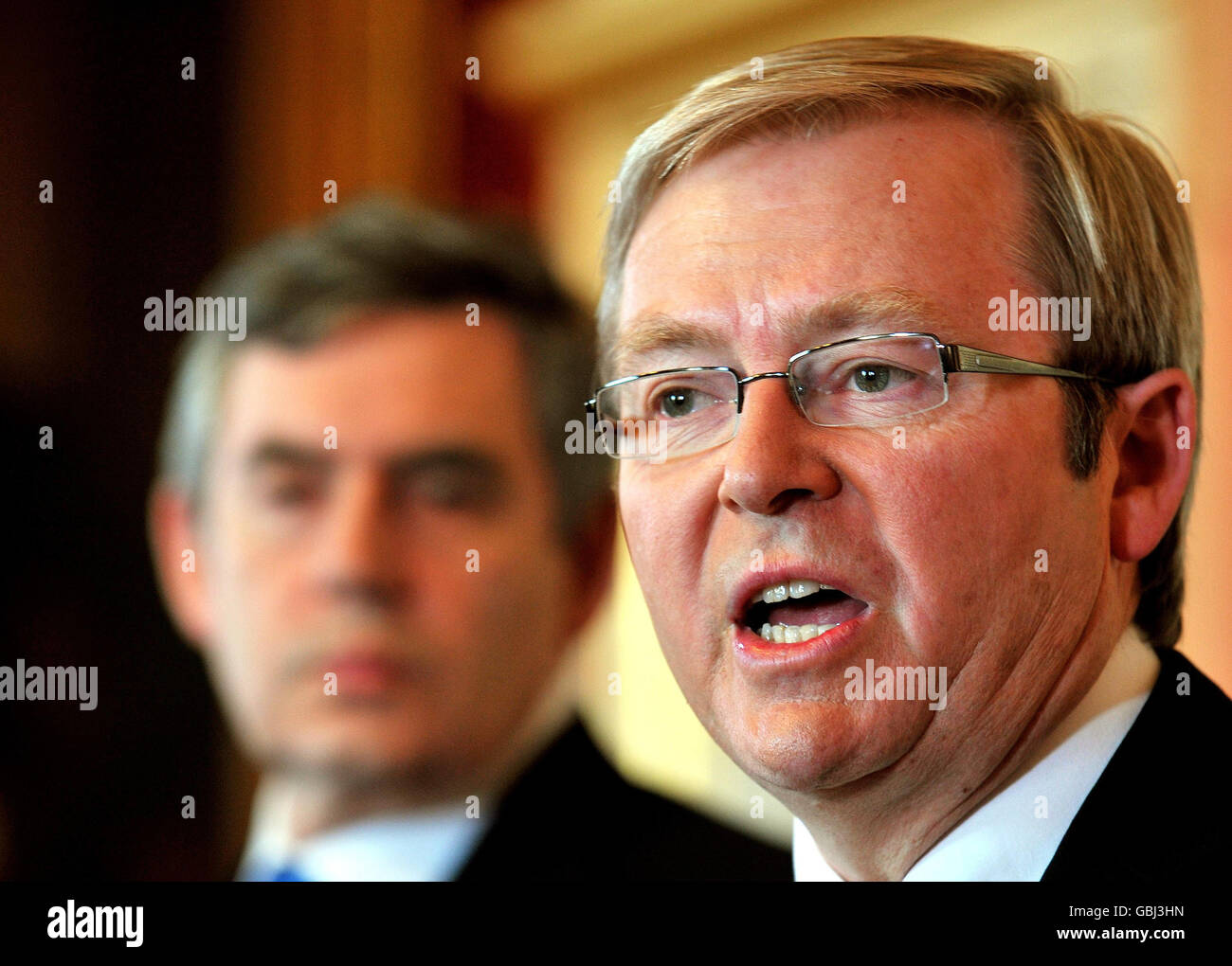 Australian Prime Minister Kevin Rudd speaks during a press conference ...