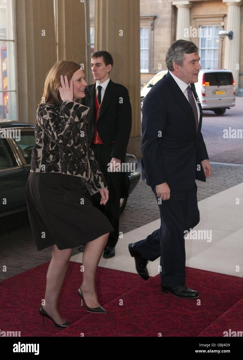 Gordon Brown (right) and Sarah Brown arriving for a drinks reception at ...