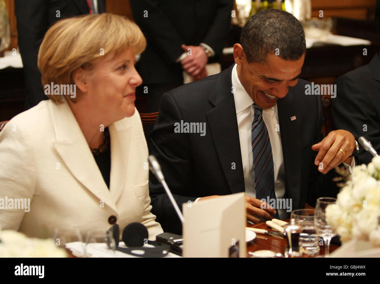 German Chancellor Angela Merkel and US President Barack Obama attend a ...
