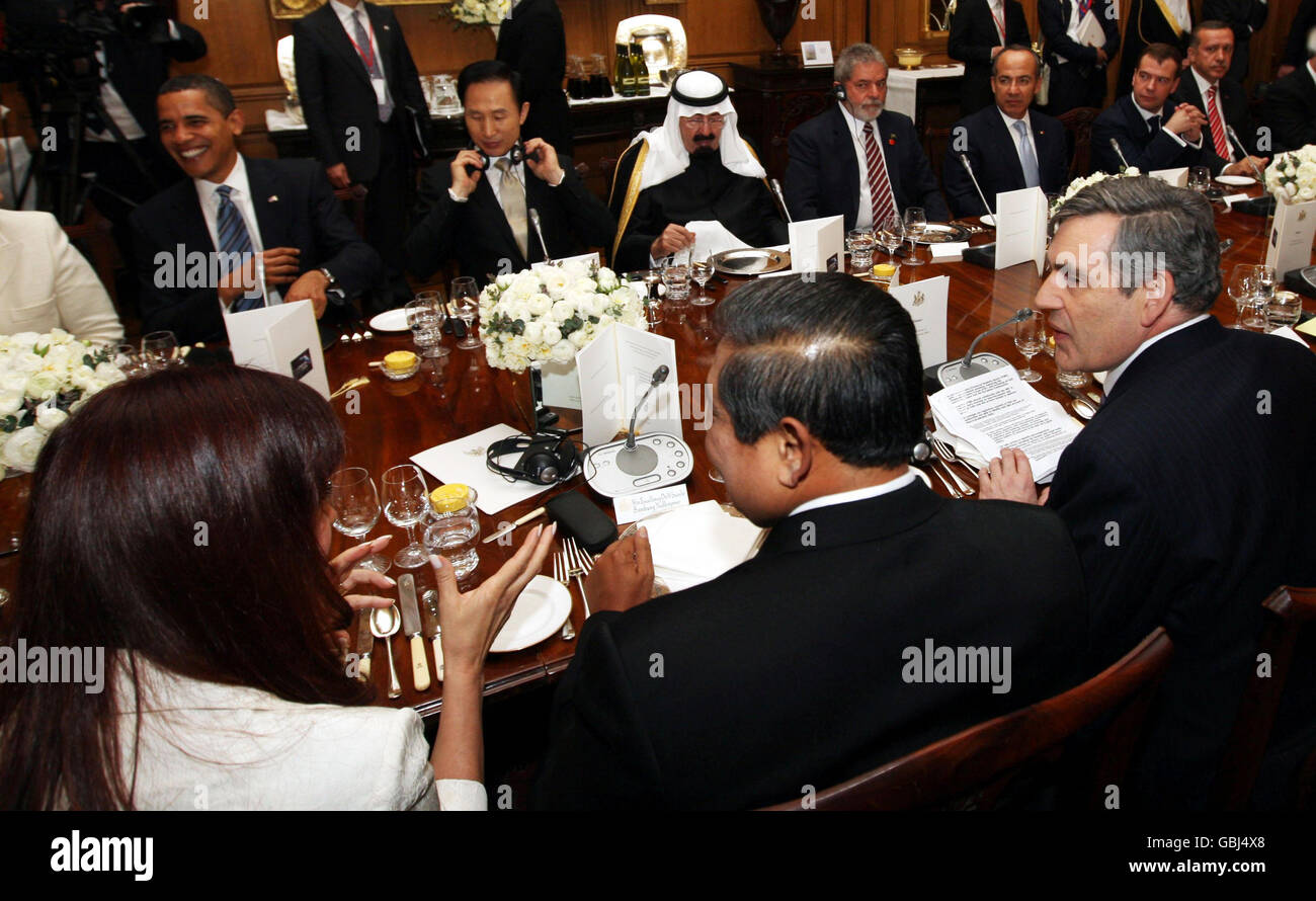 G20 delegates and guests attend a dinner at Downing Street, London ...