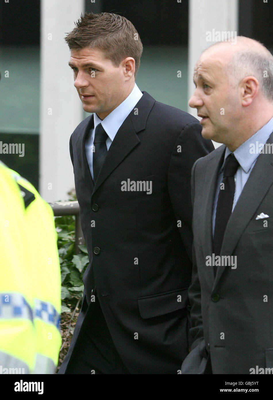 England footballer Steven Gerrard arrives at Liverpool Crown Court to ...