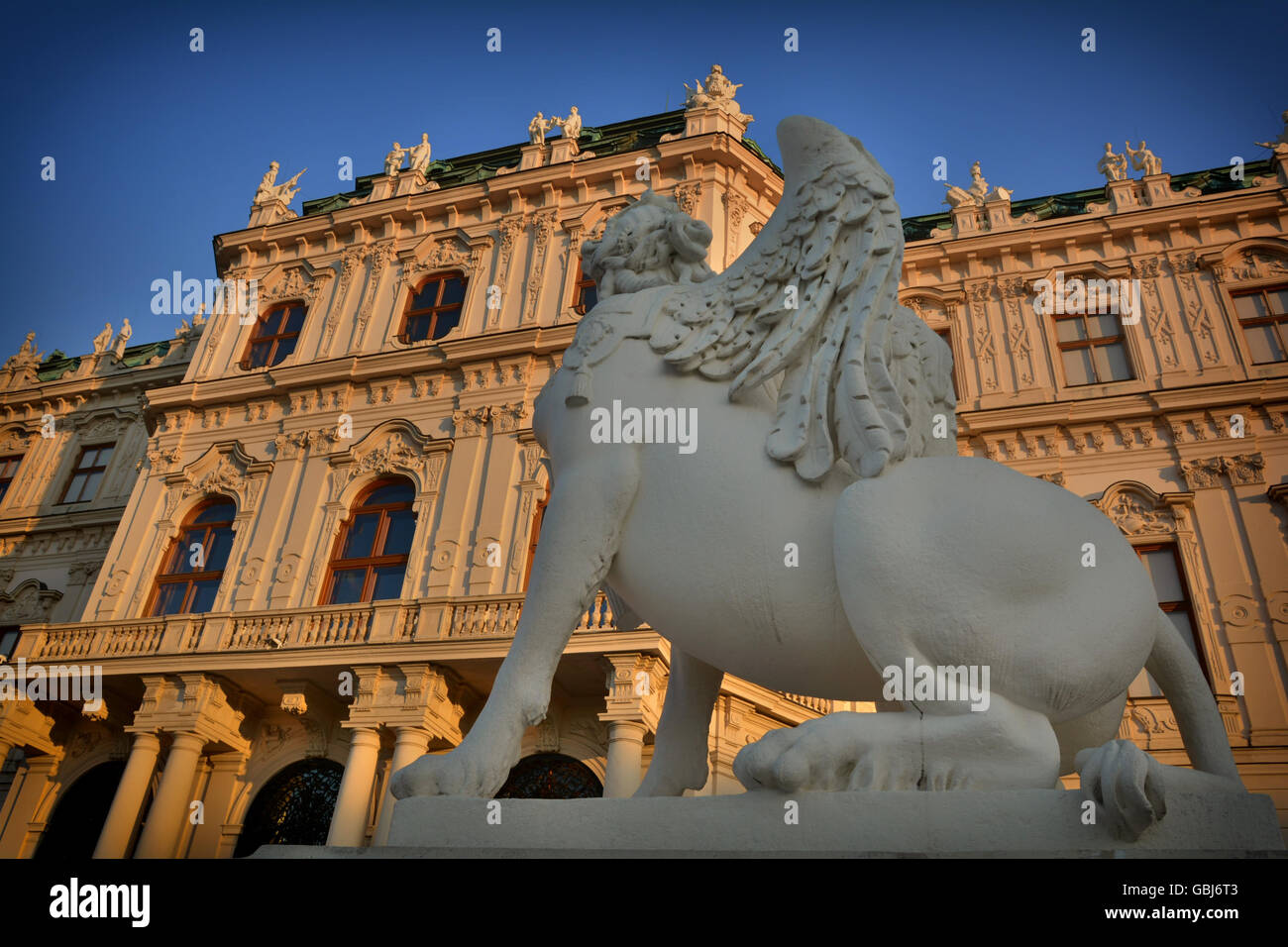 Upper Belvedere Palace with female Sphinx statue Stock Photo - Alamy