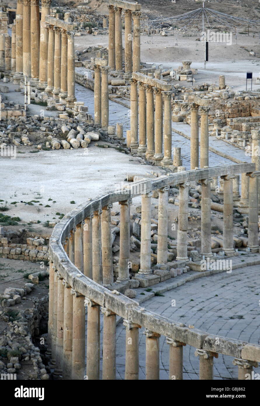 the Roman Ruins of Jerash in the north of Amann in Jordan in the middle ...
