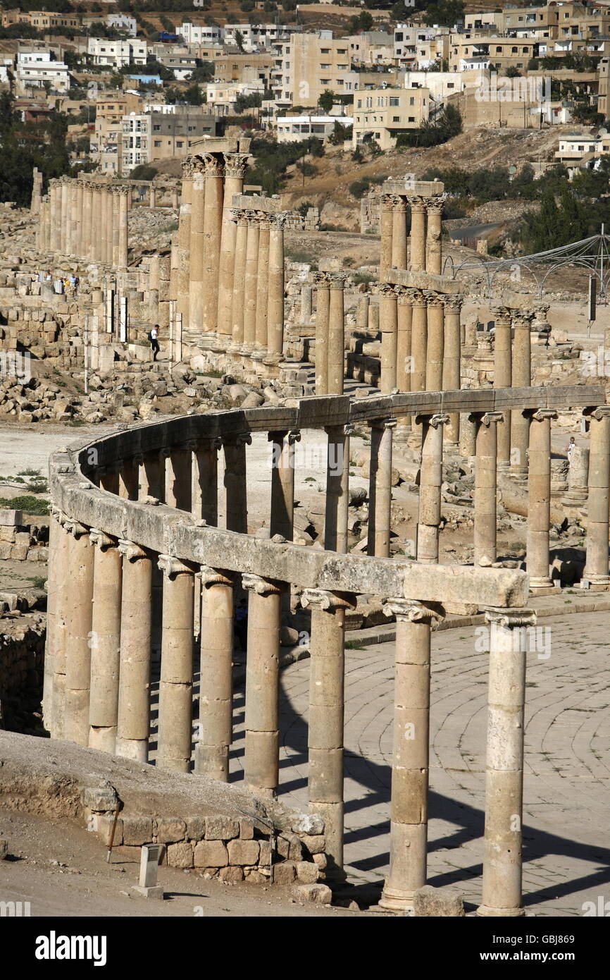 the Roman Ruins of Jerash in the north of Amann in Jordan in the middle ...