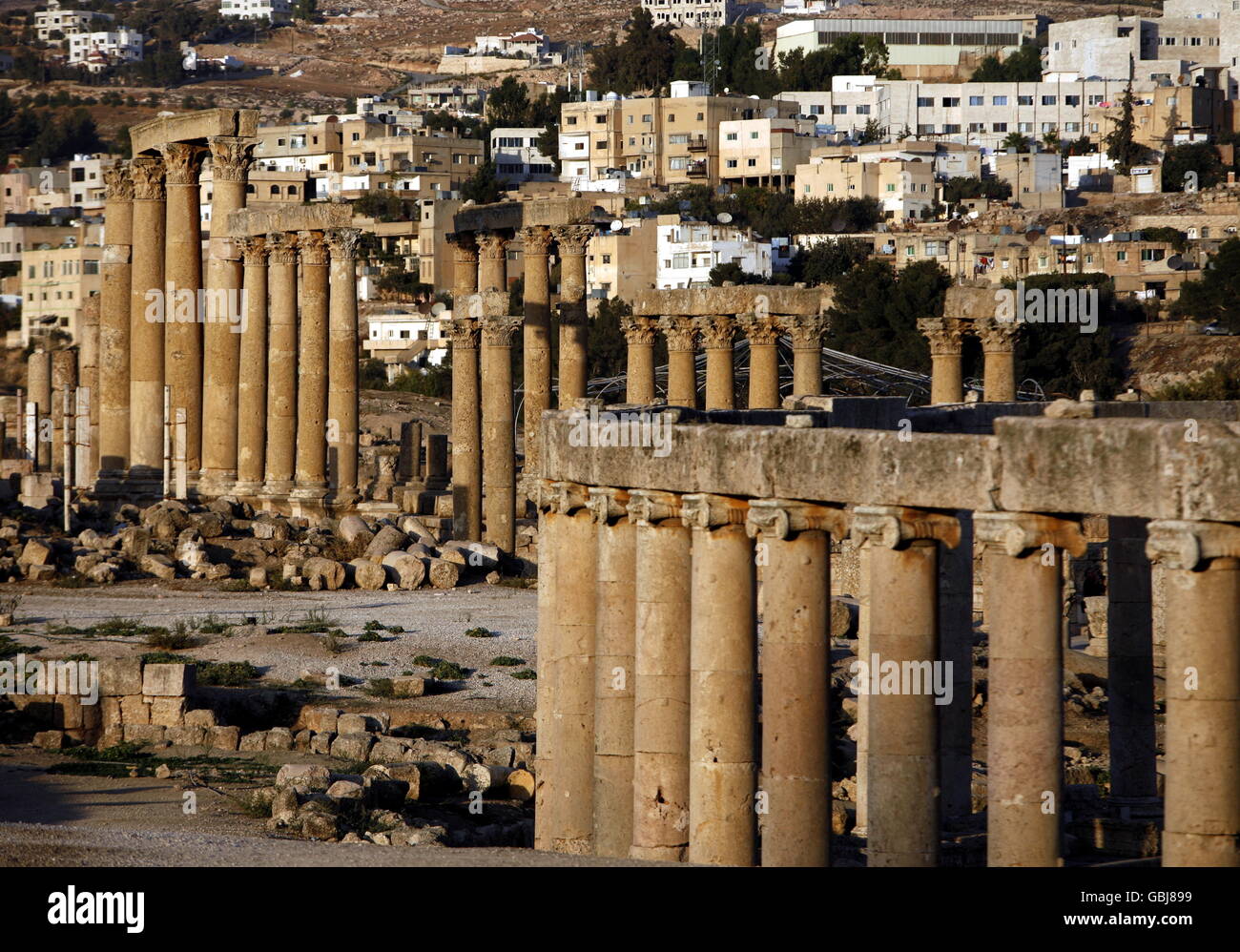 the Roman Ruins of Jerash in the north of Amann in Jordan in the middle ...