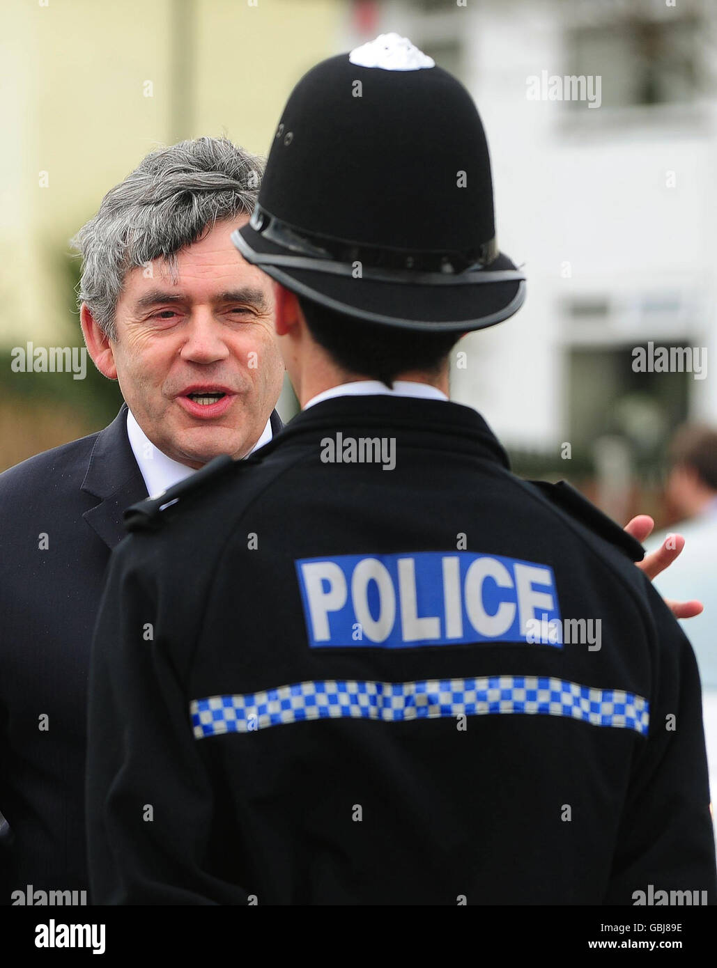 Prime minister brown at the harraby community centre in carlisle hi-res ...