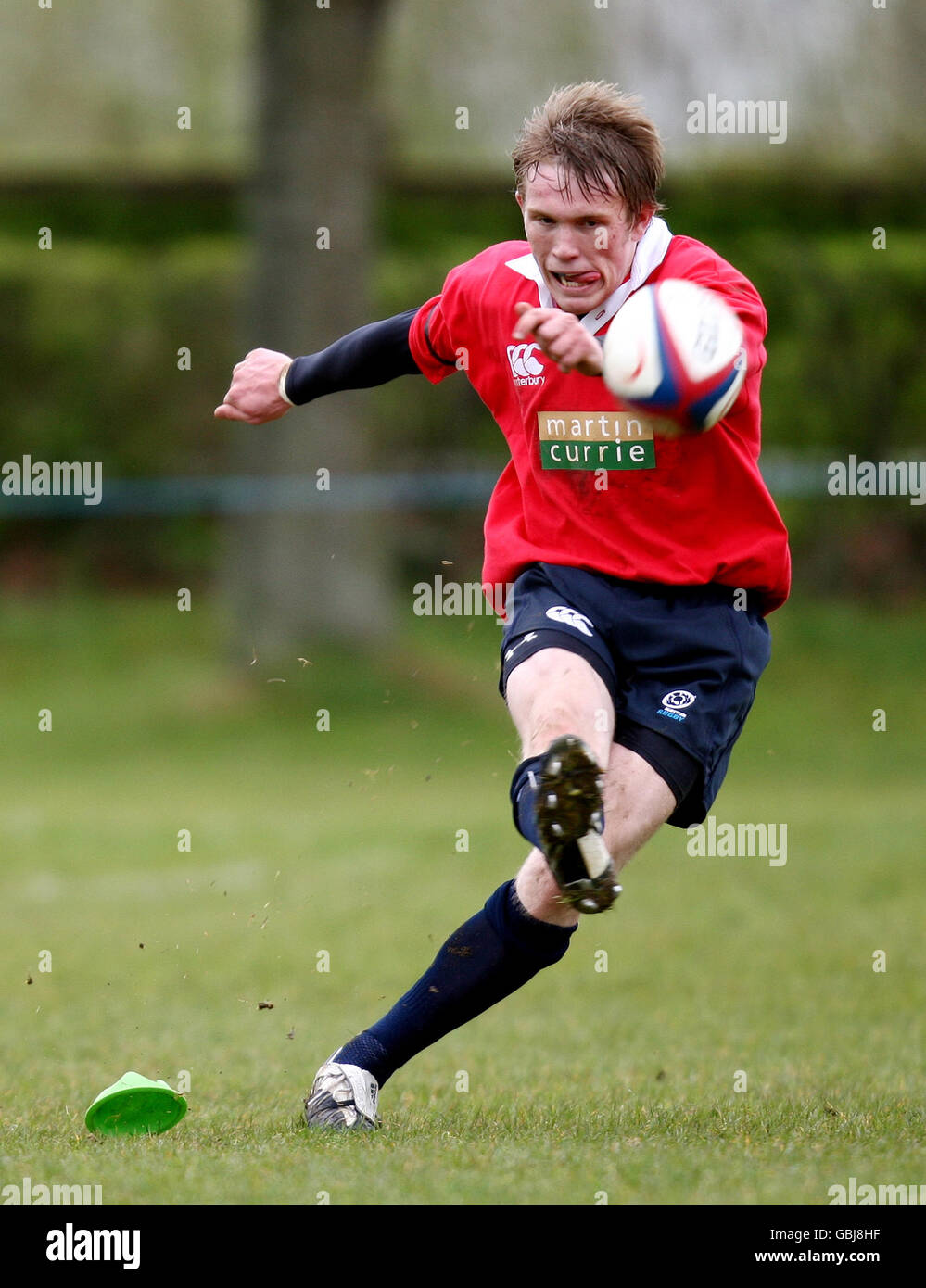 Scotland's Fraser Gillies kicks a conversion during the Millfield ...