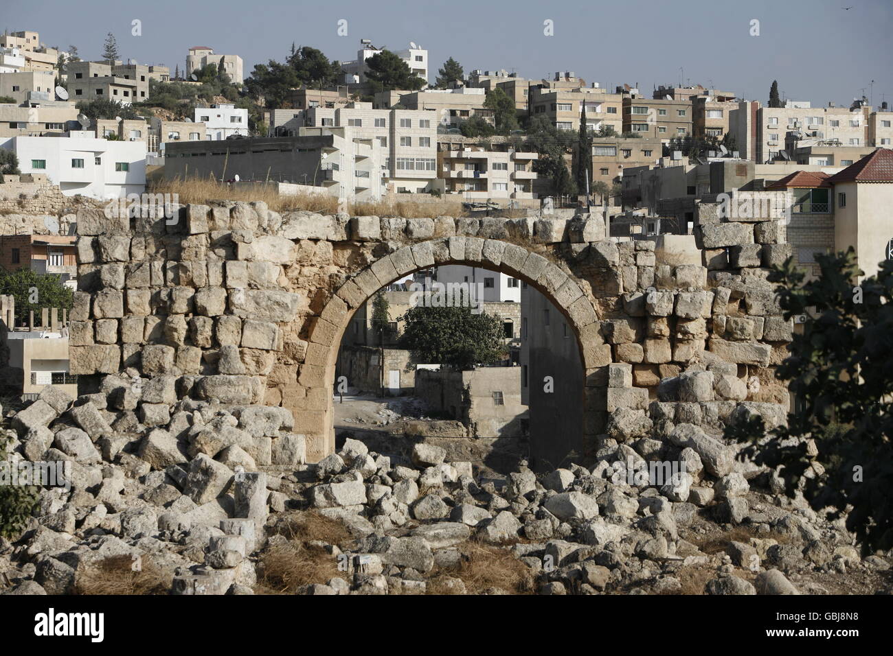 the Roman Ruins of Jerash in the north of Amann in Jordan in the middle ...