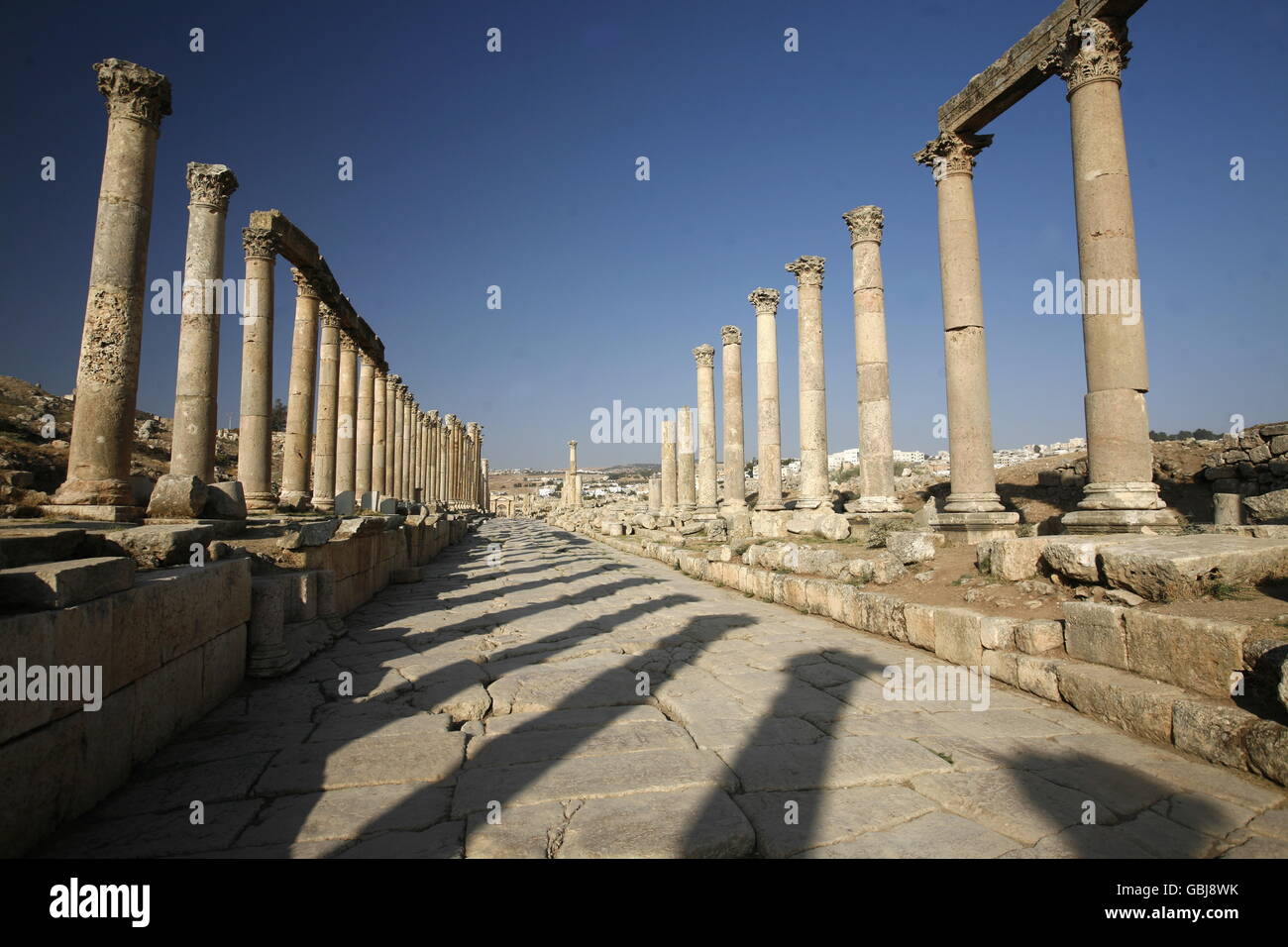 the Roman Ruins of Jerash in the north of Amann in Jordan in the middle ...
