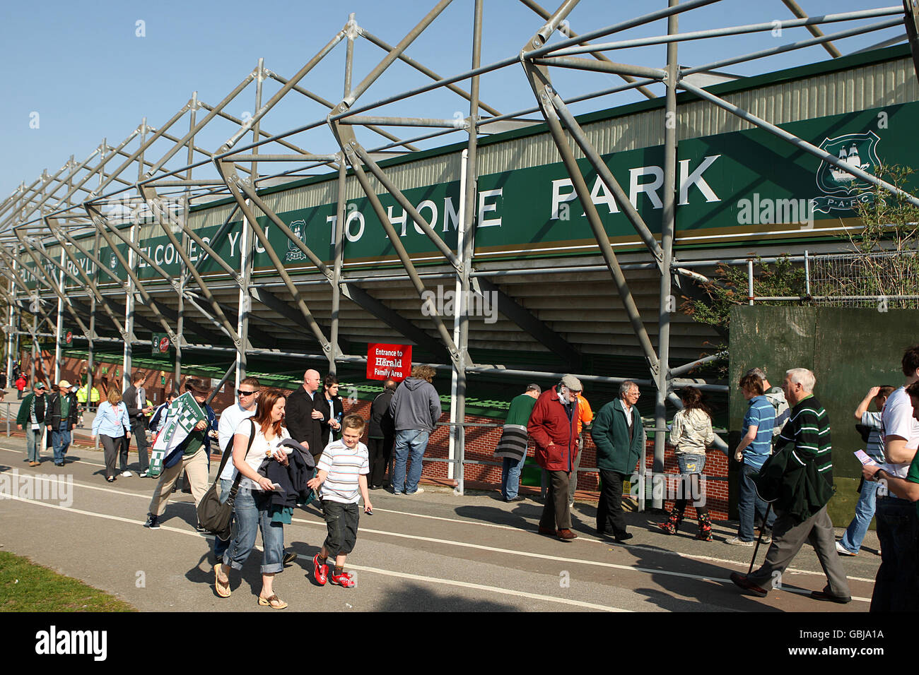 General view of Home Park as fans make their way to the ground, prior ...