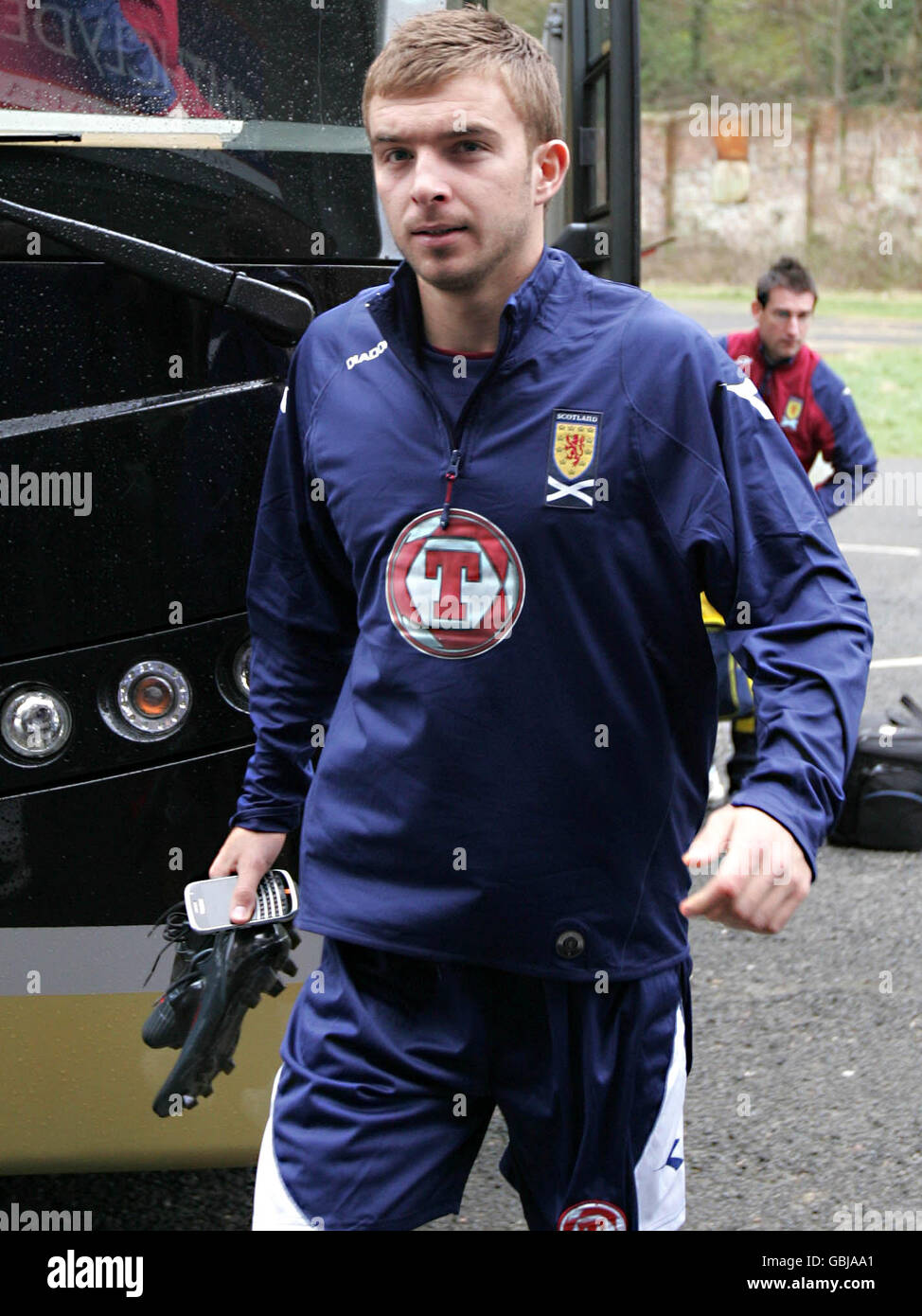 Scotland's James Morrison arrives for the training session at ...