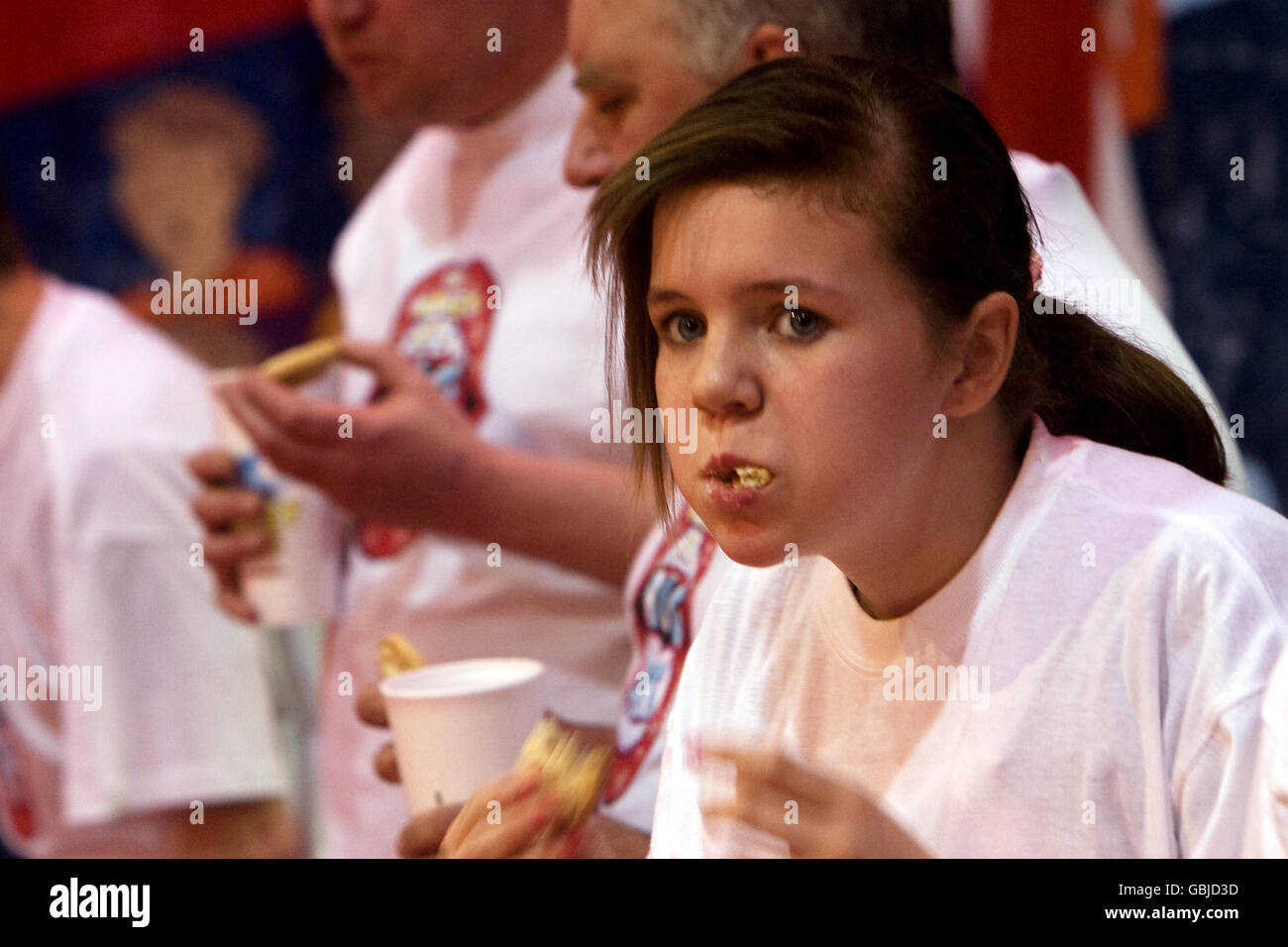 Contestants take part in the Big Eat Mince Pie Eating Contest at Wookey ...