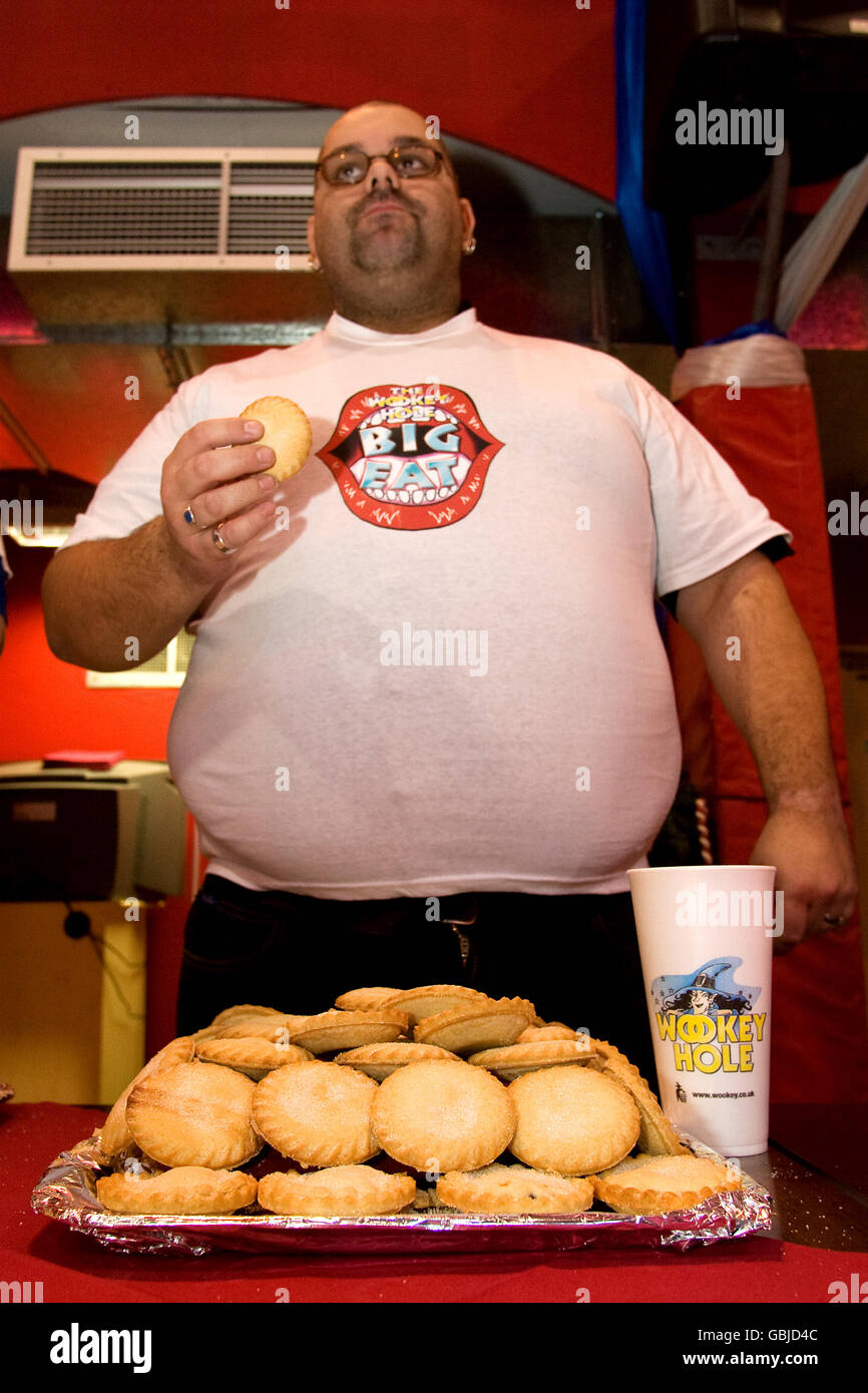 Contestants take part in the Big Eat Mince Pie Eating Contest at Wookey ...