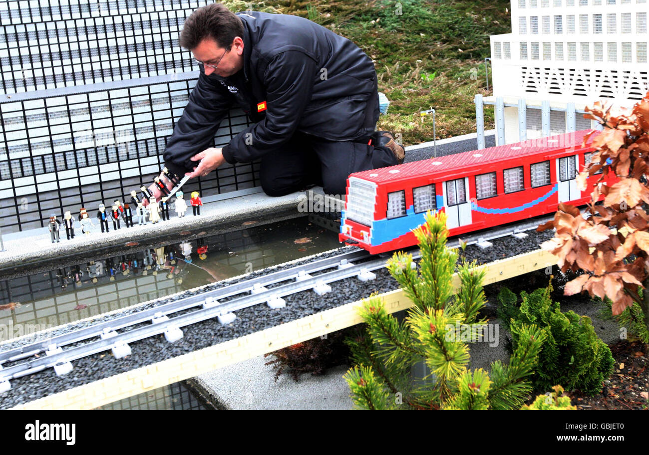 Legoland Windsor Model designer Neville Smith places Lego miniatures of ...