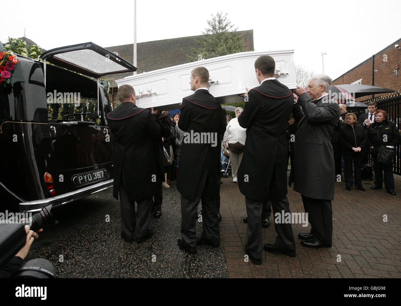 Jade Goody's coffin is placed in to a vintage Rolls-Royce at FA Albin ...