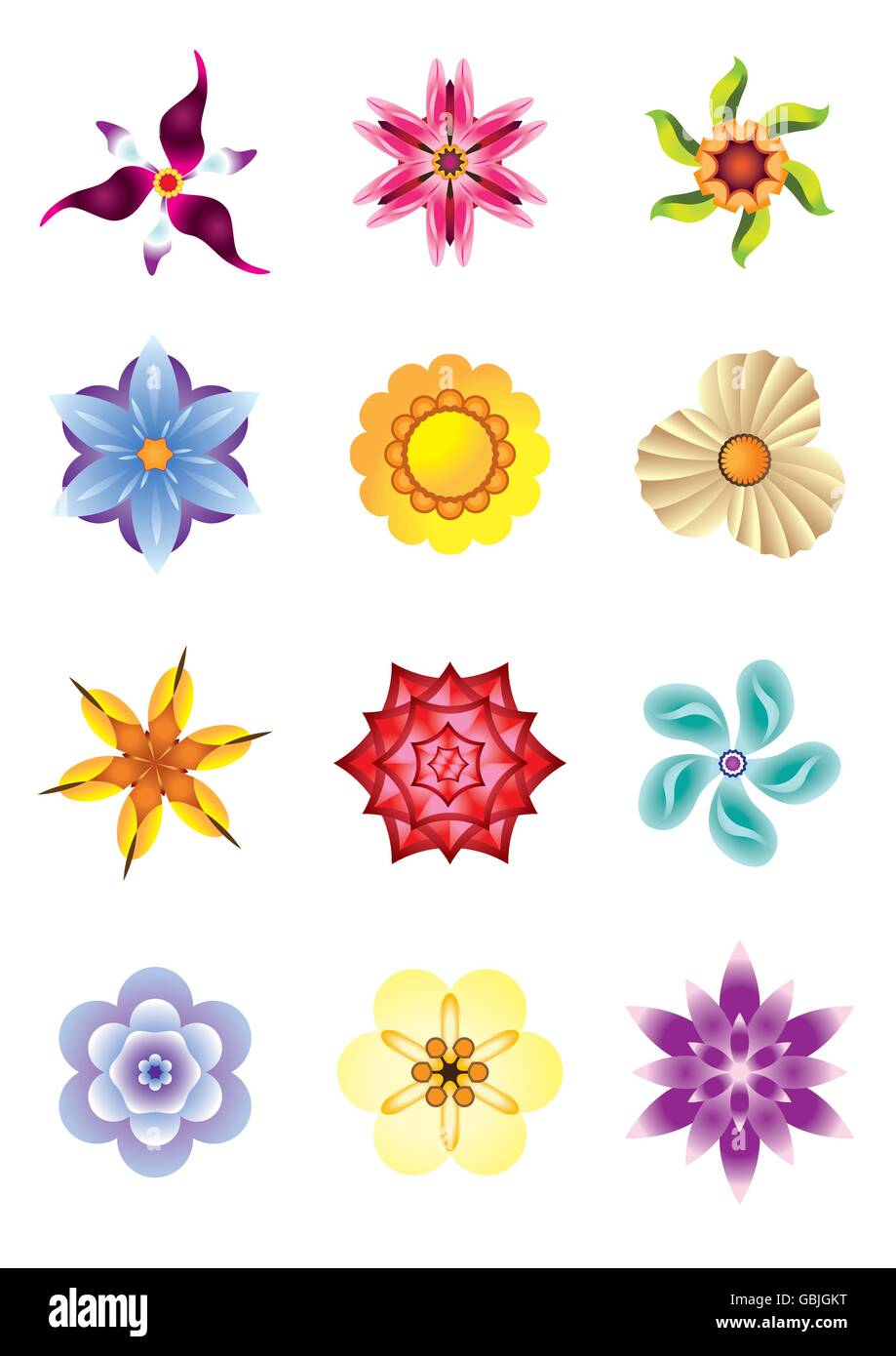 Colorful flower icons set - vector illustration Stock Vector Image ...