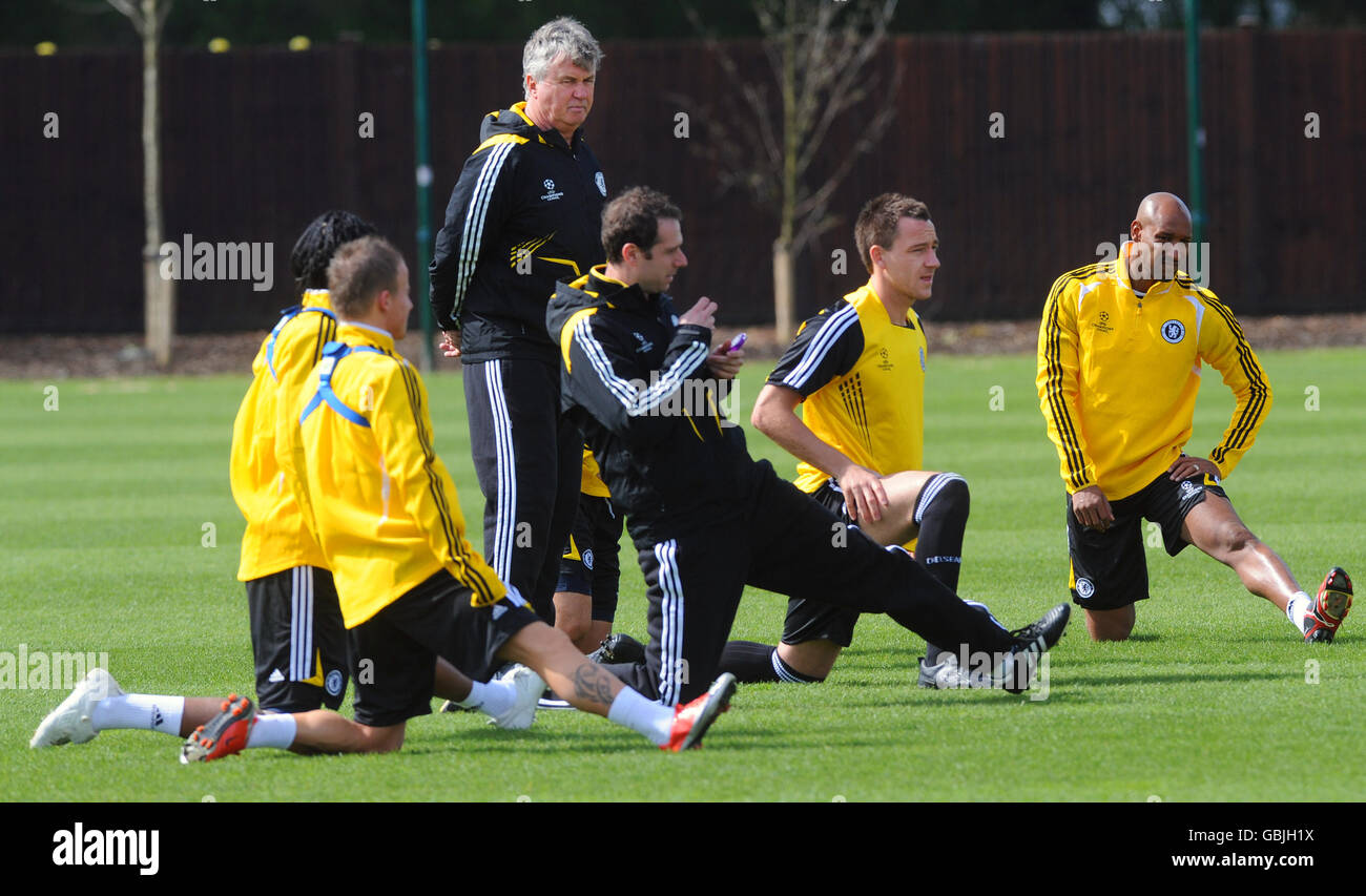 Chelsea Coach Guus Hiddink during a training session at Cobham Training ...