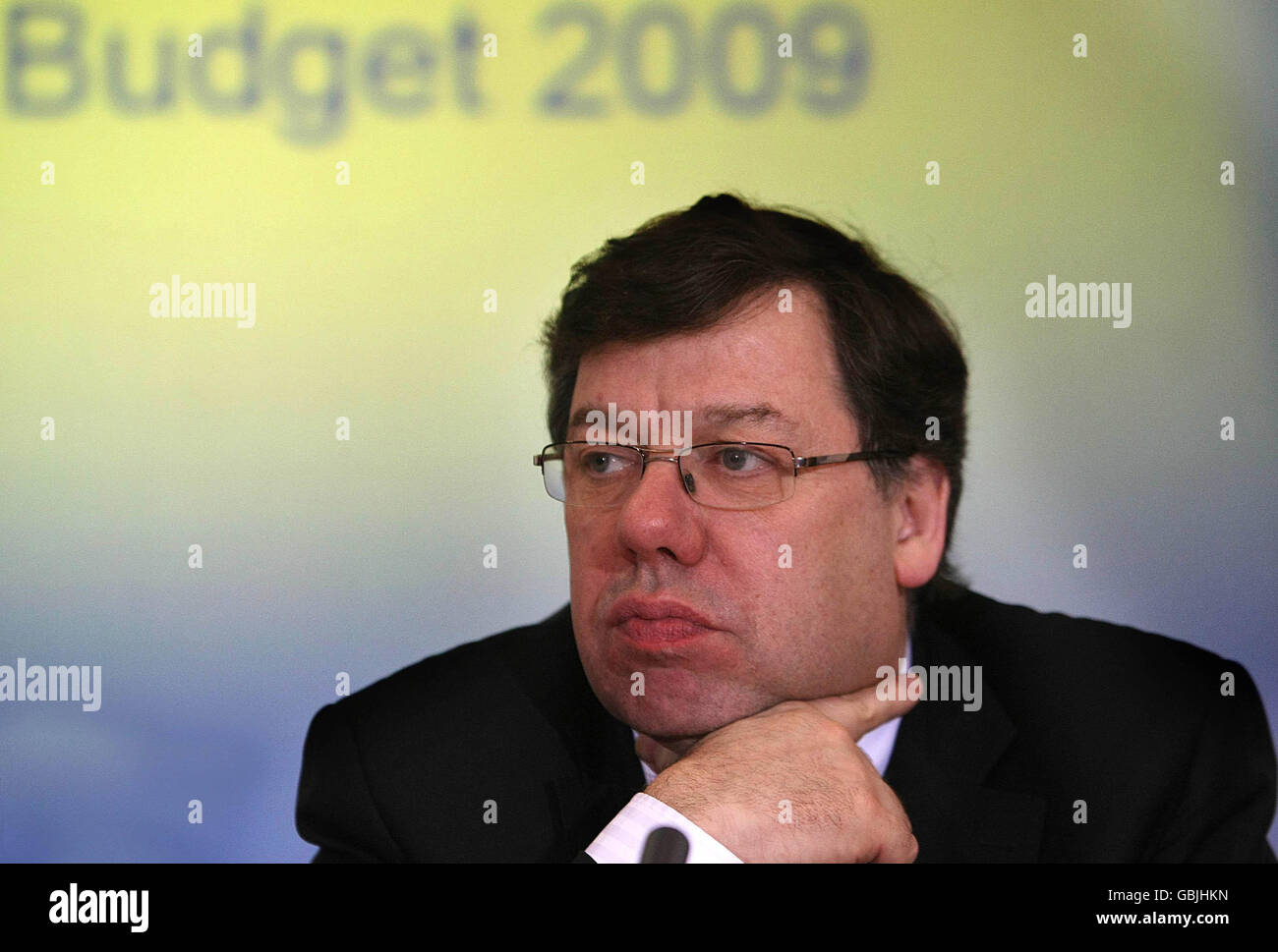 Taoiseach Brian Cowen pictured at a press conference in Government ...