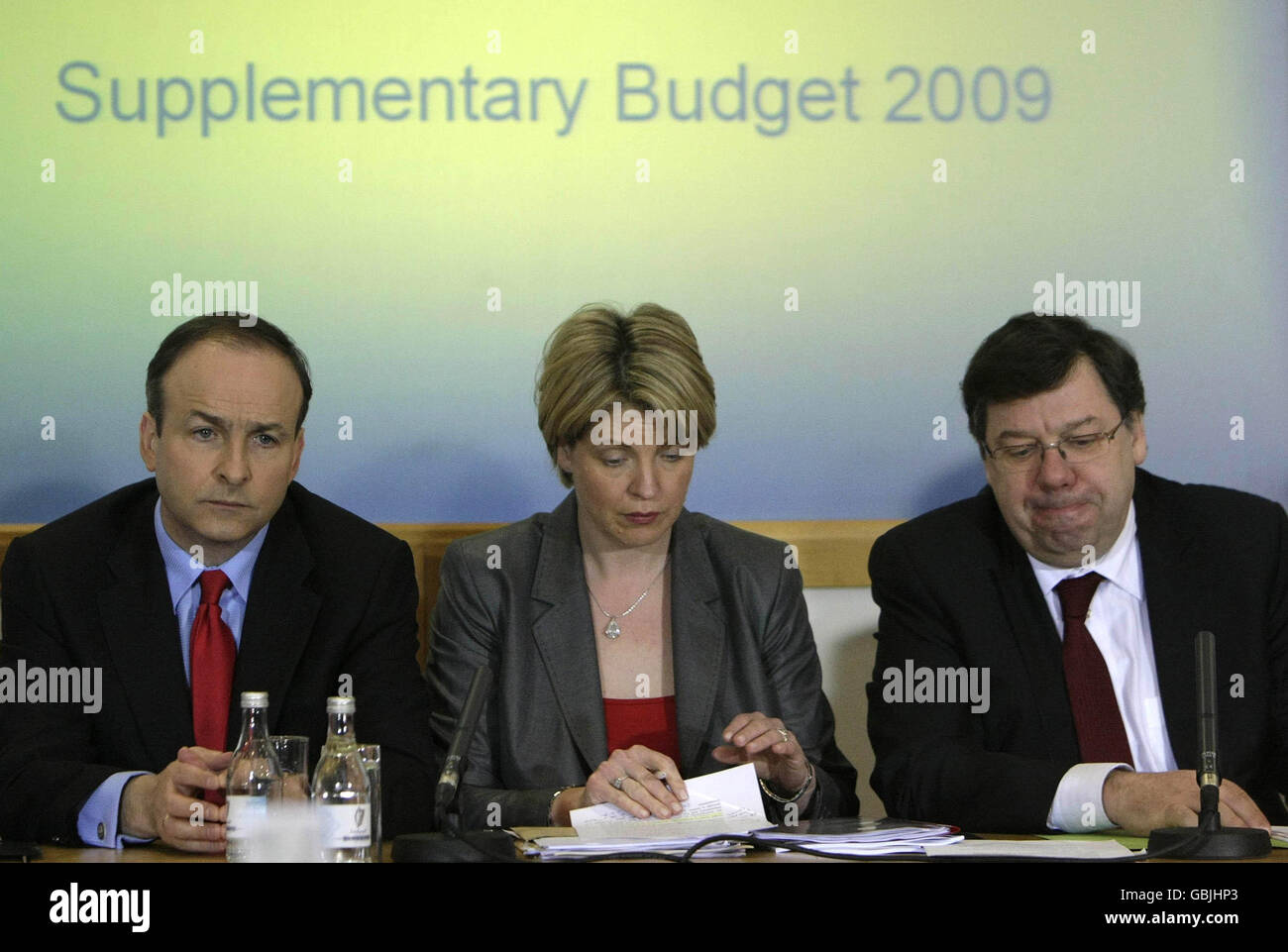 Ministers Micheal Martin, Mary Coughlin and Taoiseach Brain Cowen ...