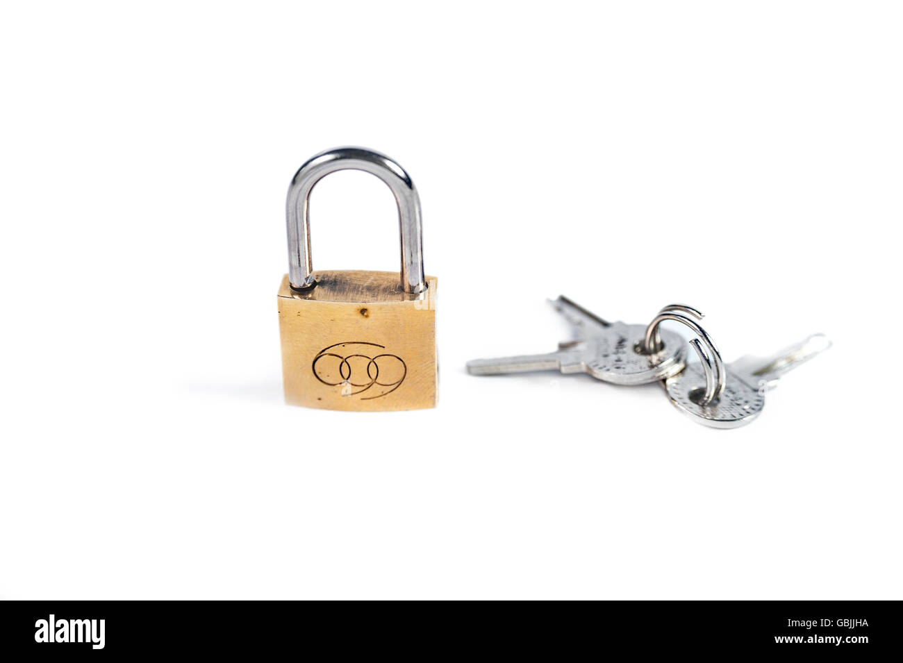 Lock and keys isolated on white background Stock Photo - Alamy